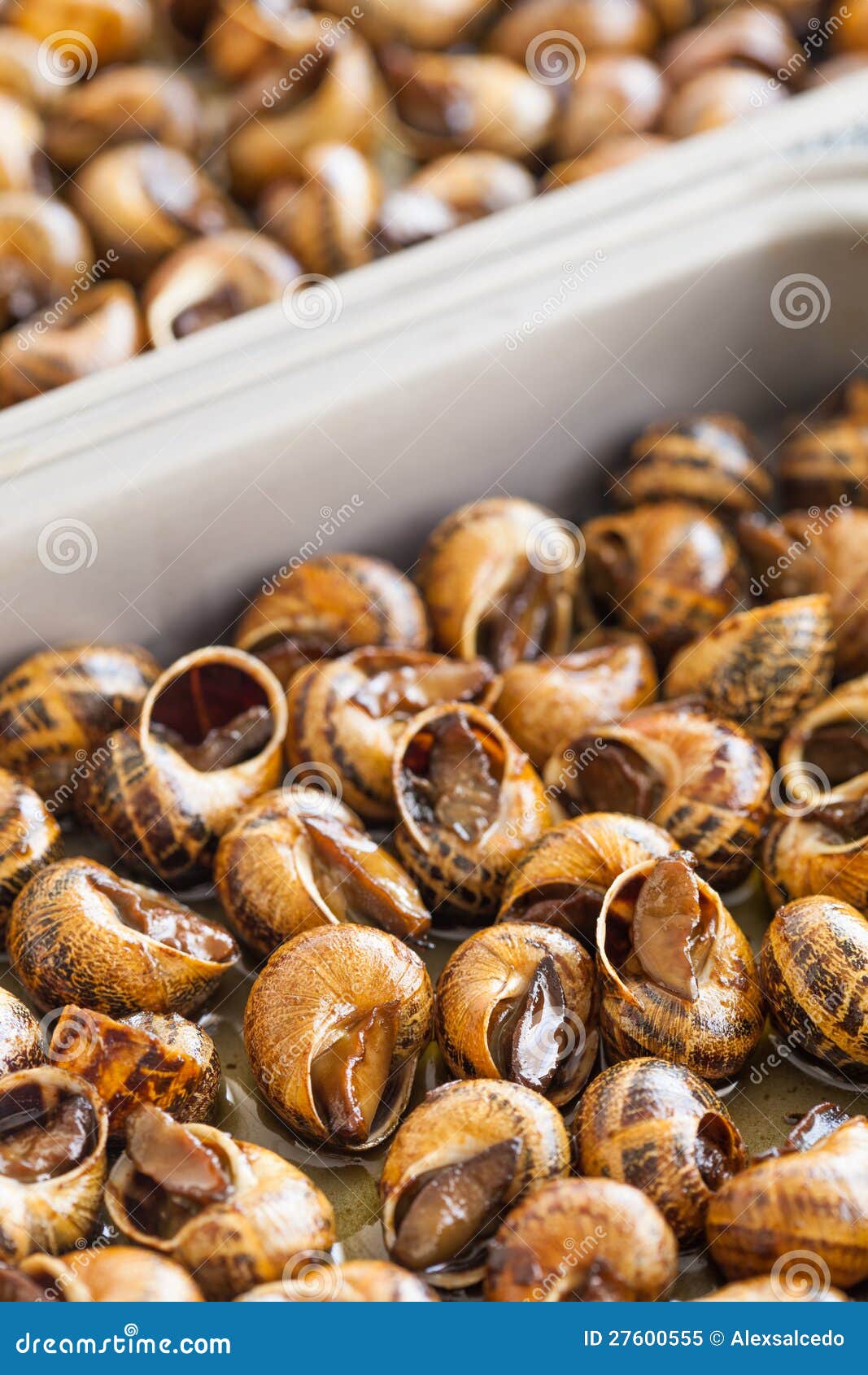 Gekookte slakken stock afbeelding. Image of vers, schotel - 27600555