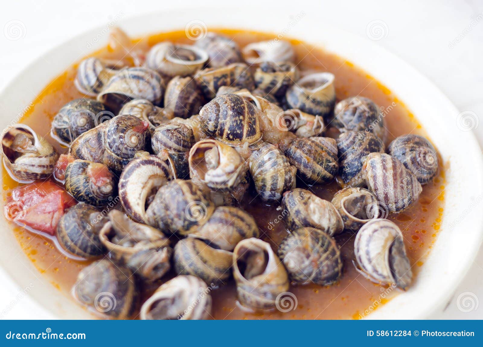 Gekookte slakken stock foto. Image of biologie, één, achtergrond - 58612284