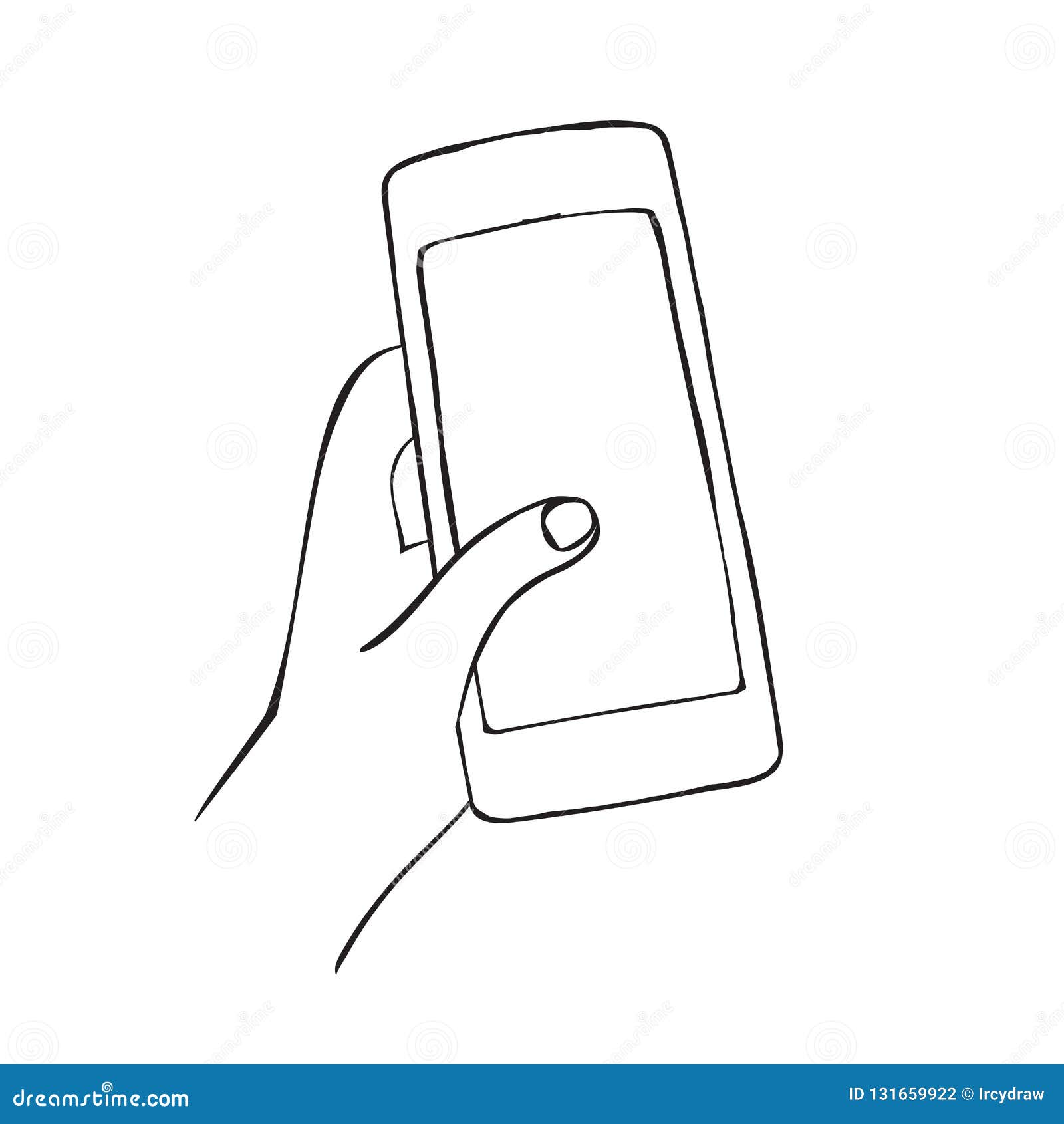 Gekritzelhandgezogene Skizze Der Hand Mit Oder Intelligentem Handy ...