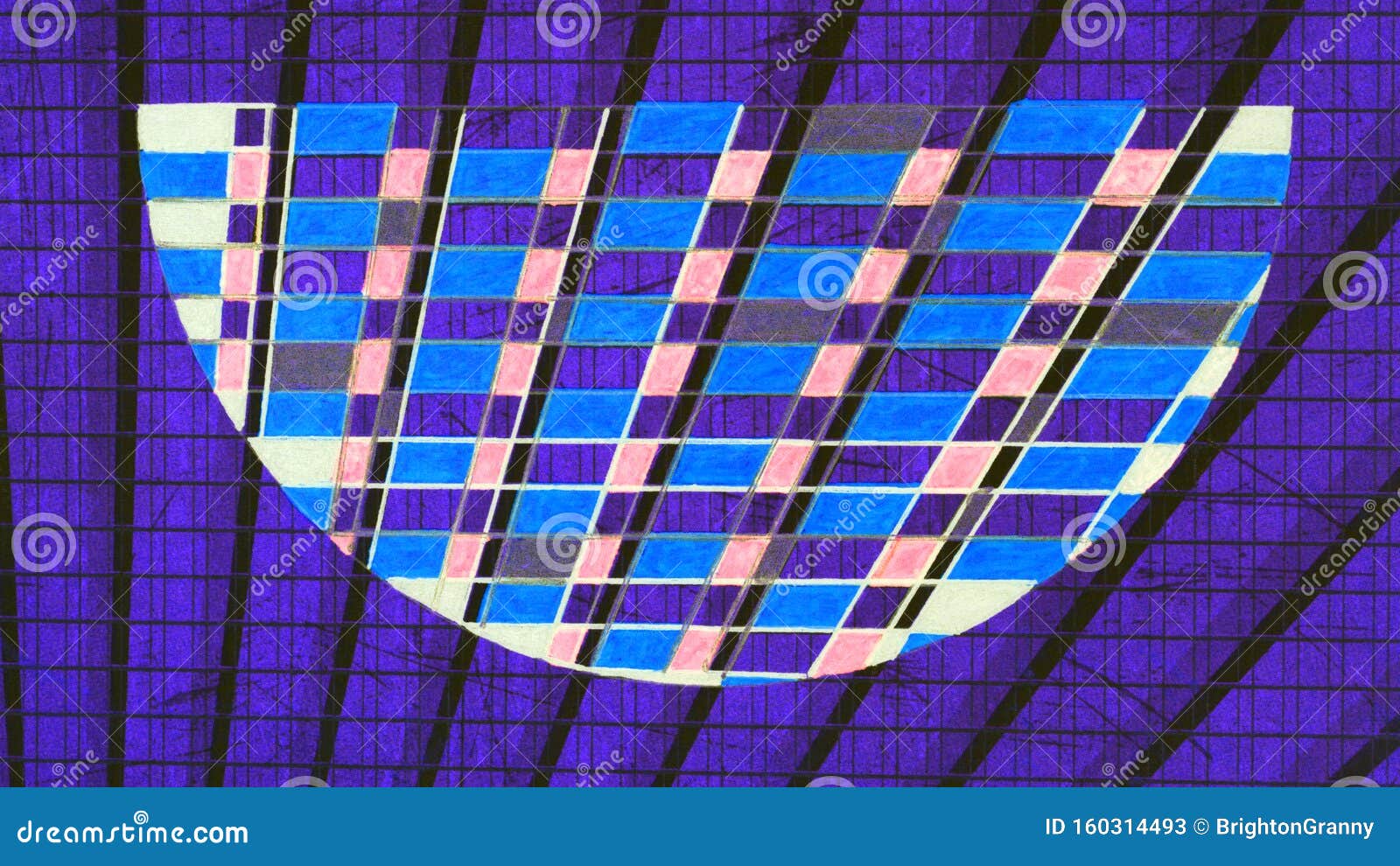 Hand Drawing of Half Circle on Patterned Papper. Stock Illustration ...