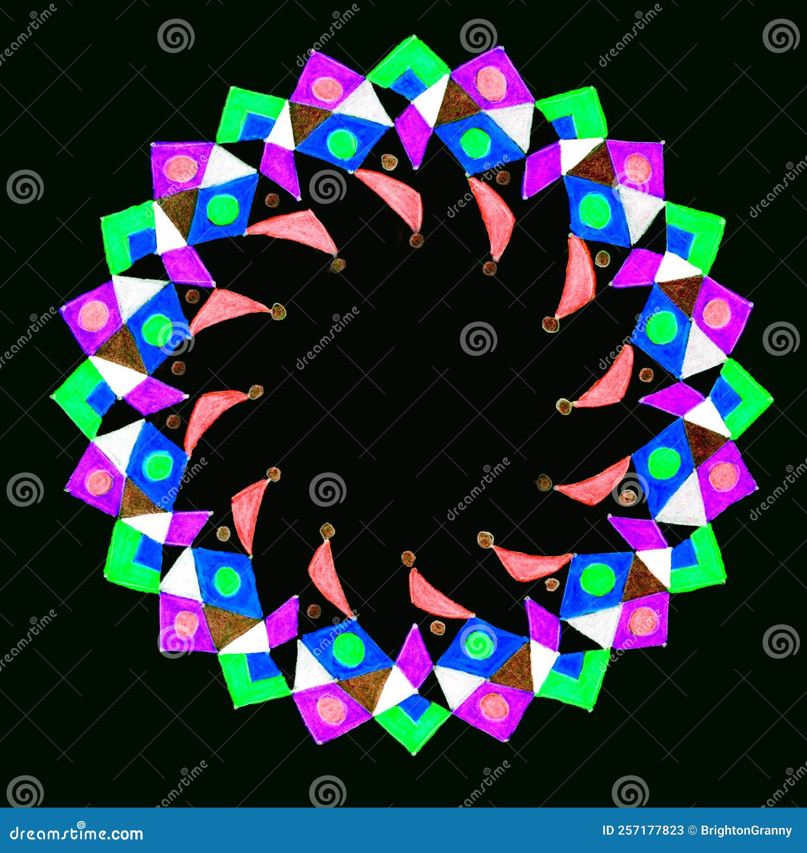 A Gel Pen and Coloured Pencil Drawing of a Patterned Cicle. Stock ...