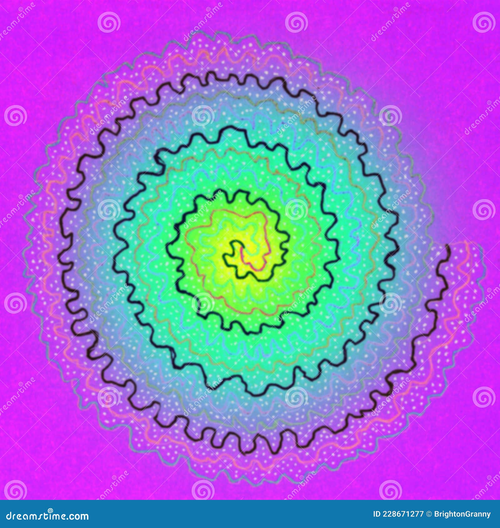 Gel Pen Drawing Twirling Circle Pattern. Stock Illustration ...