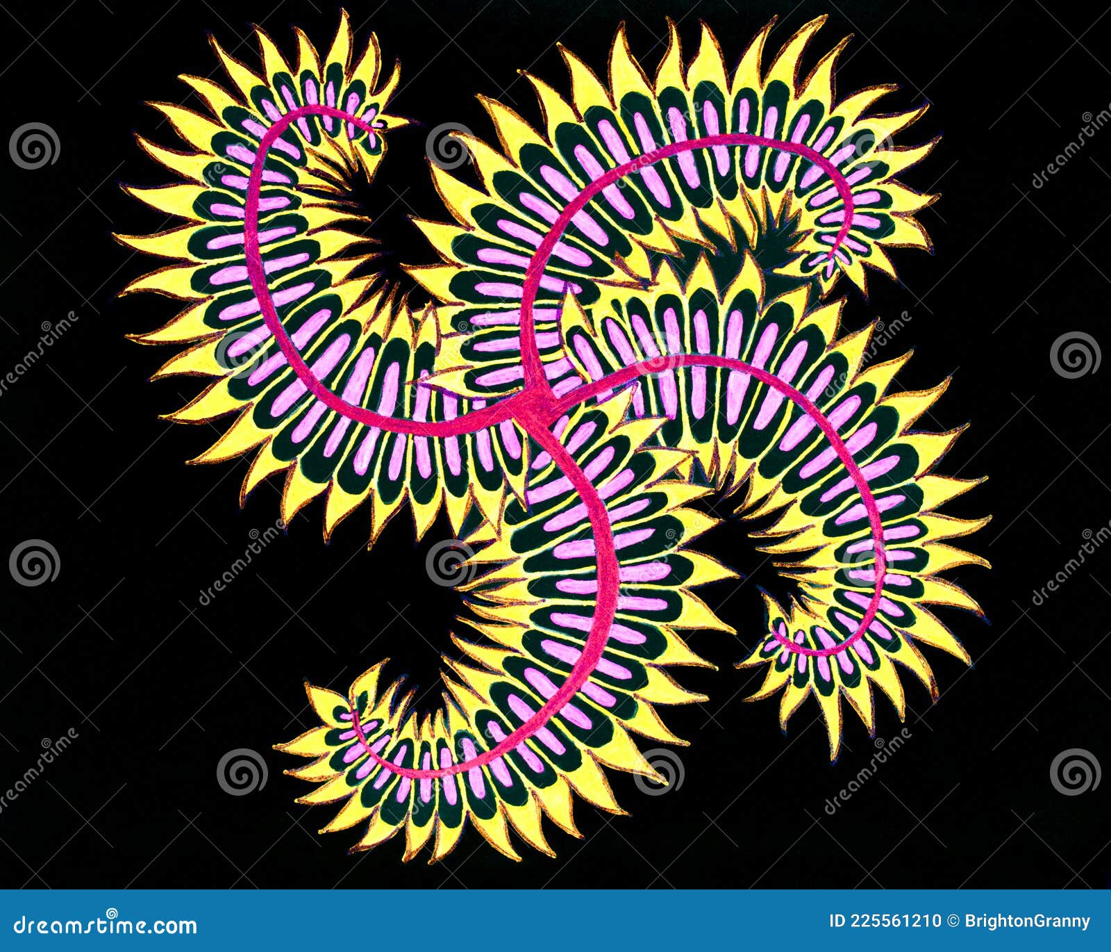 Gel Pen Hand Drawn Pattern on Black Paper Paper Stock Photo - Image of ...