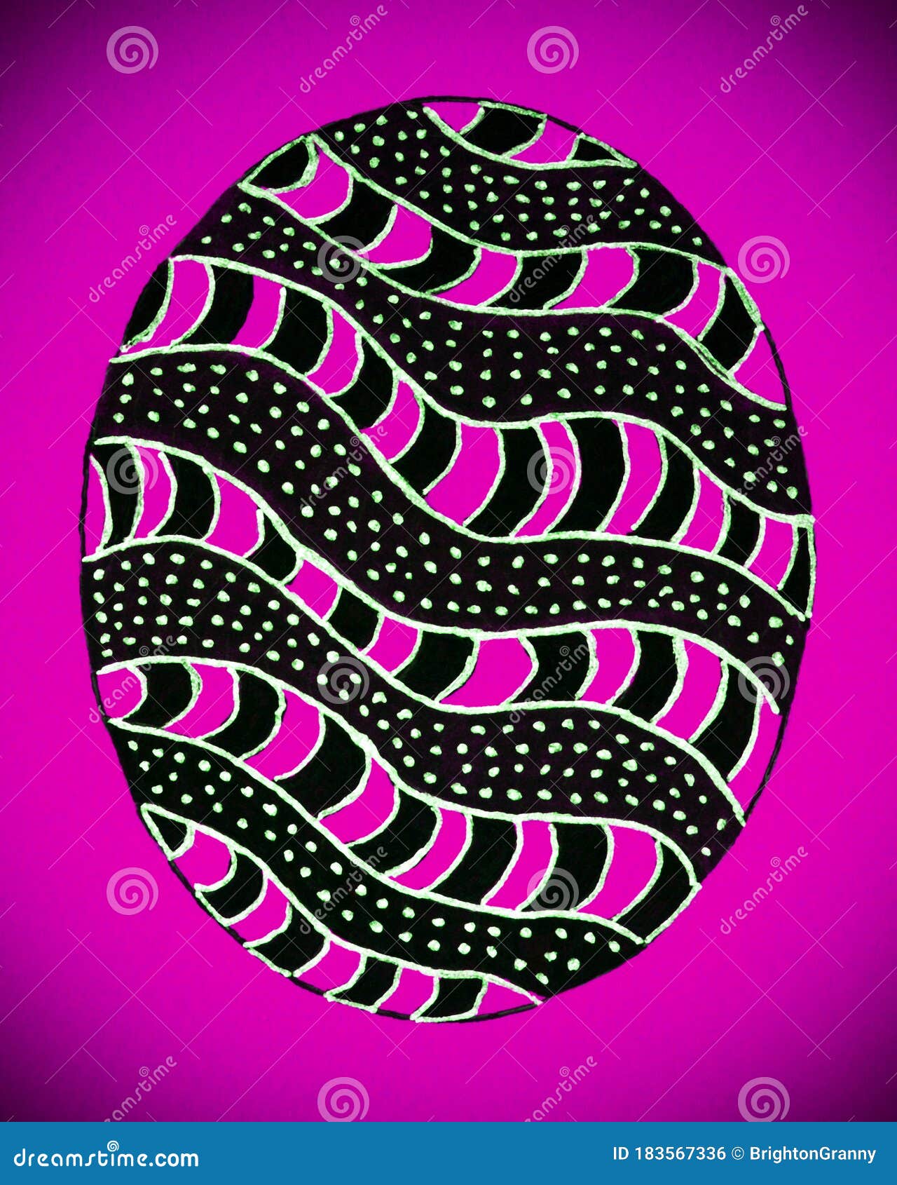 A Hand Drawn Oval Patterned Shape. Stock Illustration - Illustration of ...