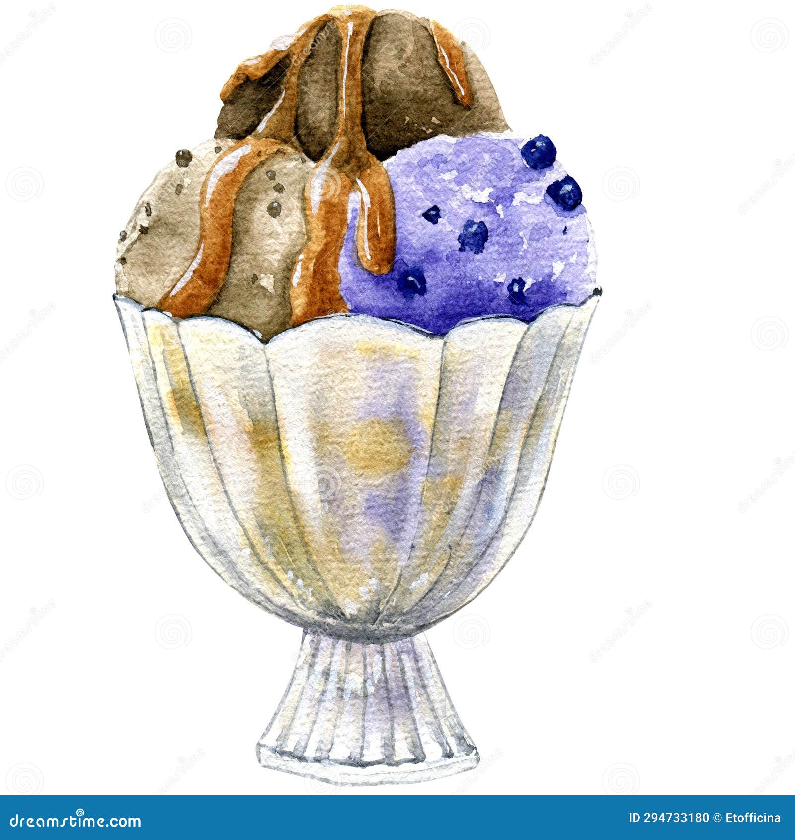 Italian Gelato Dessert, Watercolor Illustration Stock Illustration ...