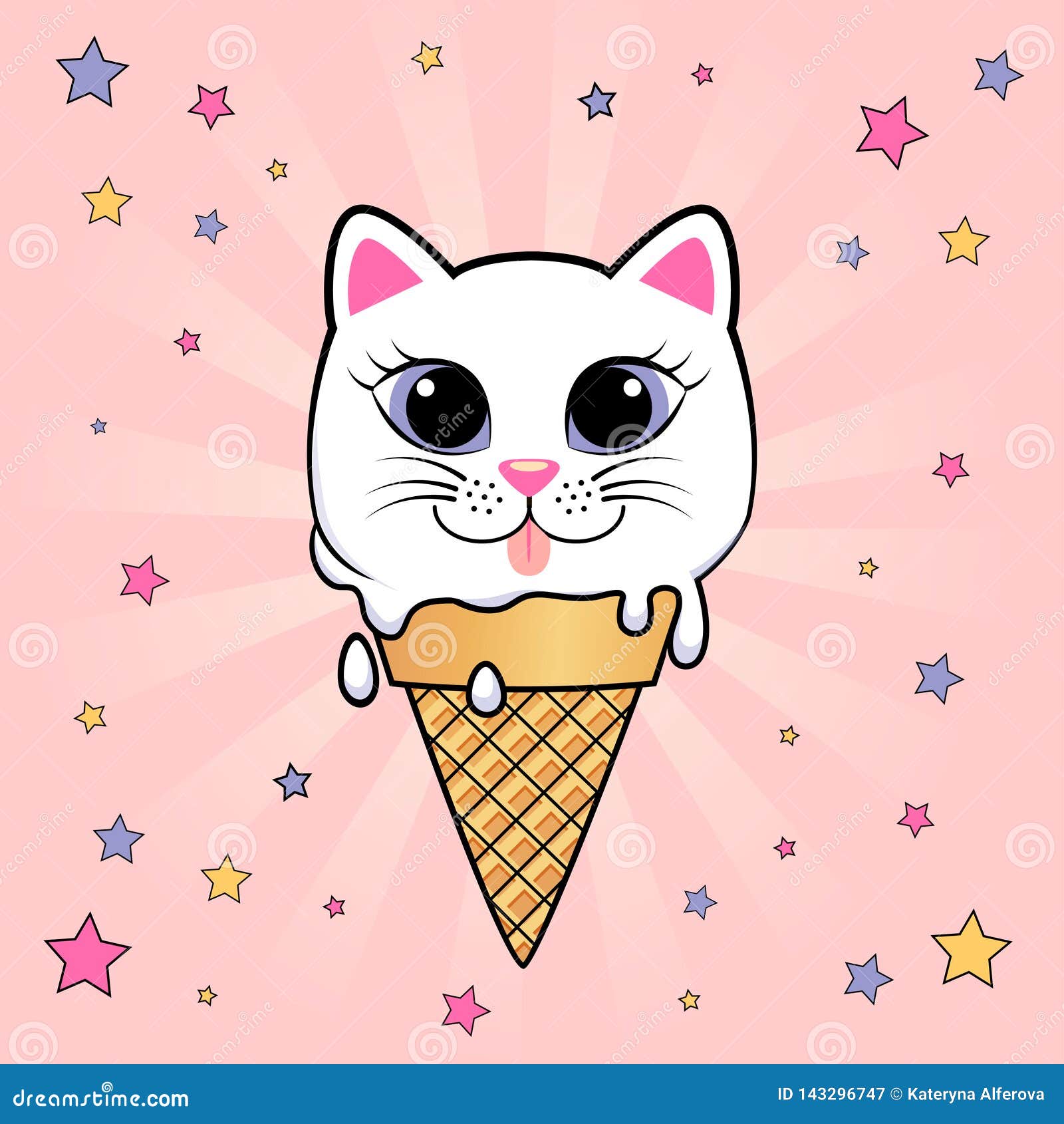 Gelato Di Kitty Piccolo Gattino Sveglio in Un Cono Della Cialda Su ... Gelato Di Kitty Piccolo Gattino Sveglio in Un Cono Della Cialda Su ...