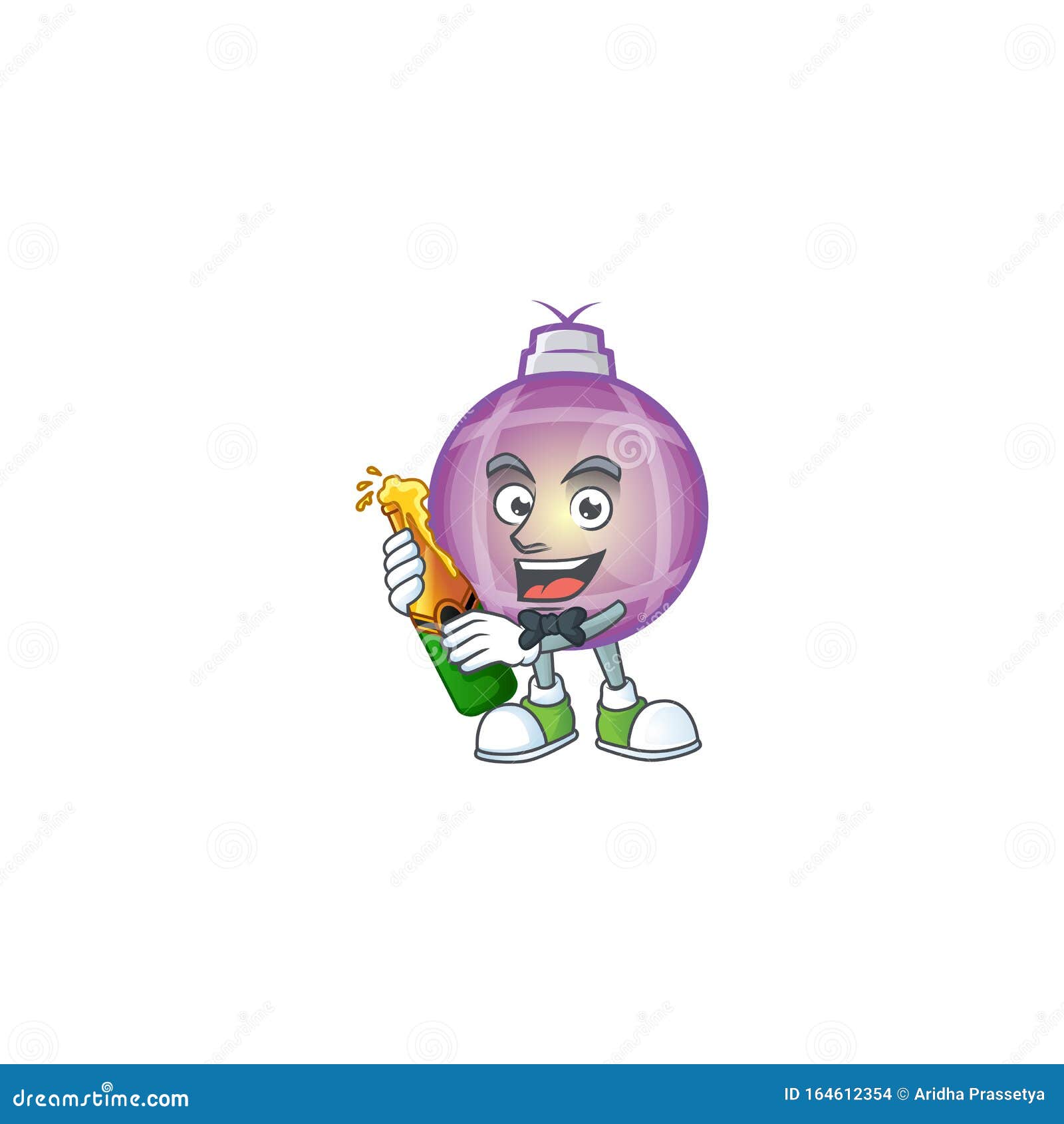 Gelbe Weihnachtskugel Cartoon Mit Maskottchen Bier Bringen Vektor ...