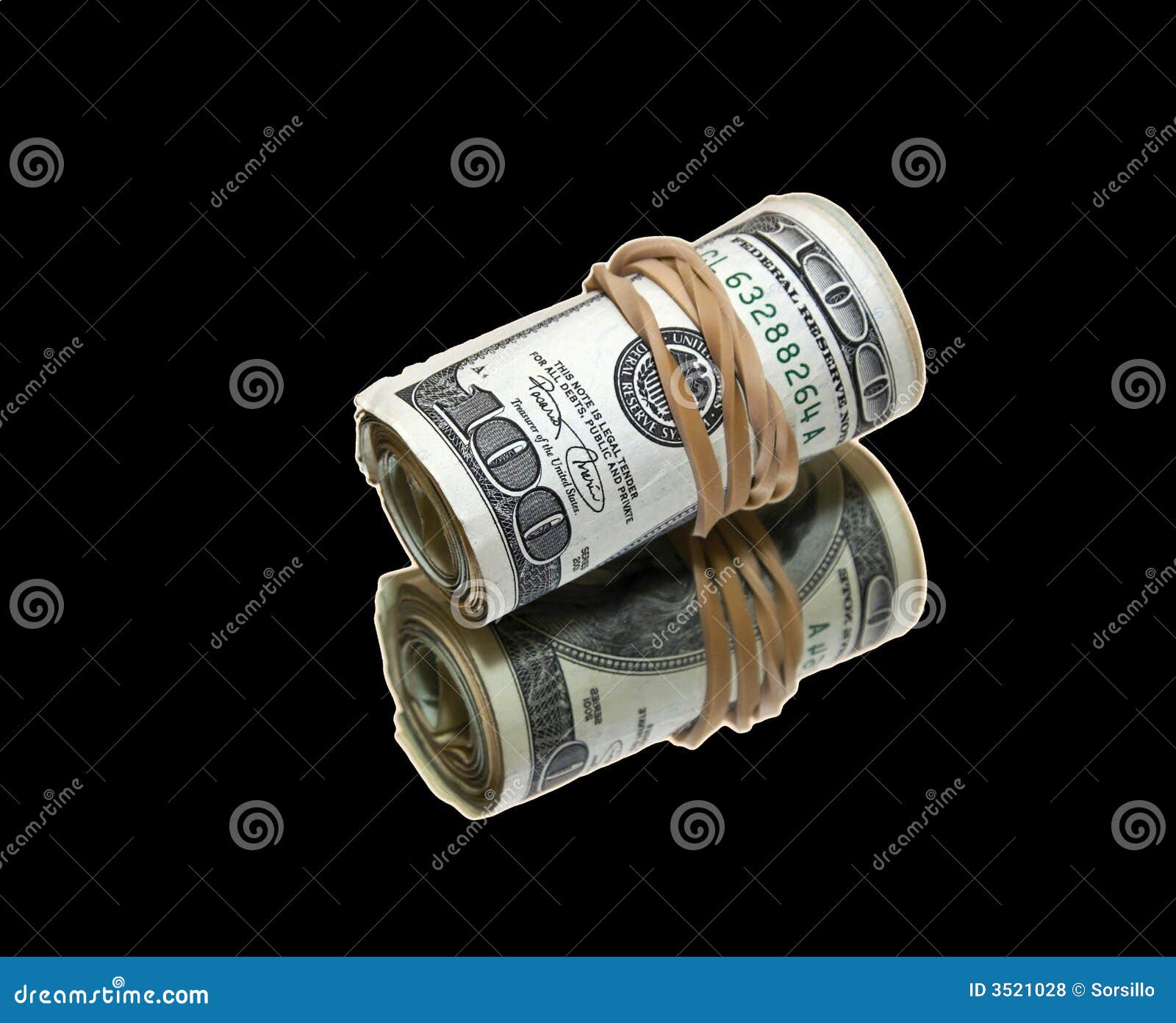 Geld auf Schwarzem stockfoto. Bild von bargeld, band, dollar - 3521028