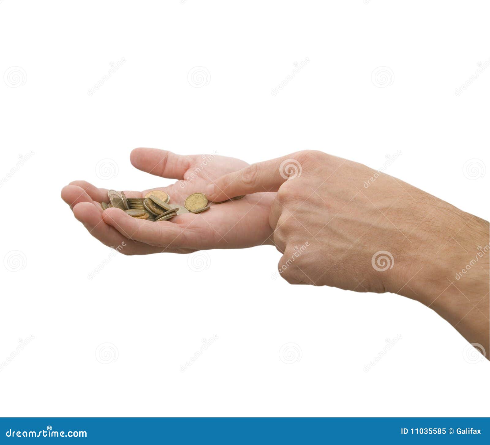 Geld in de hand stock afbeelding. Image of zilver, salaris - 11035585