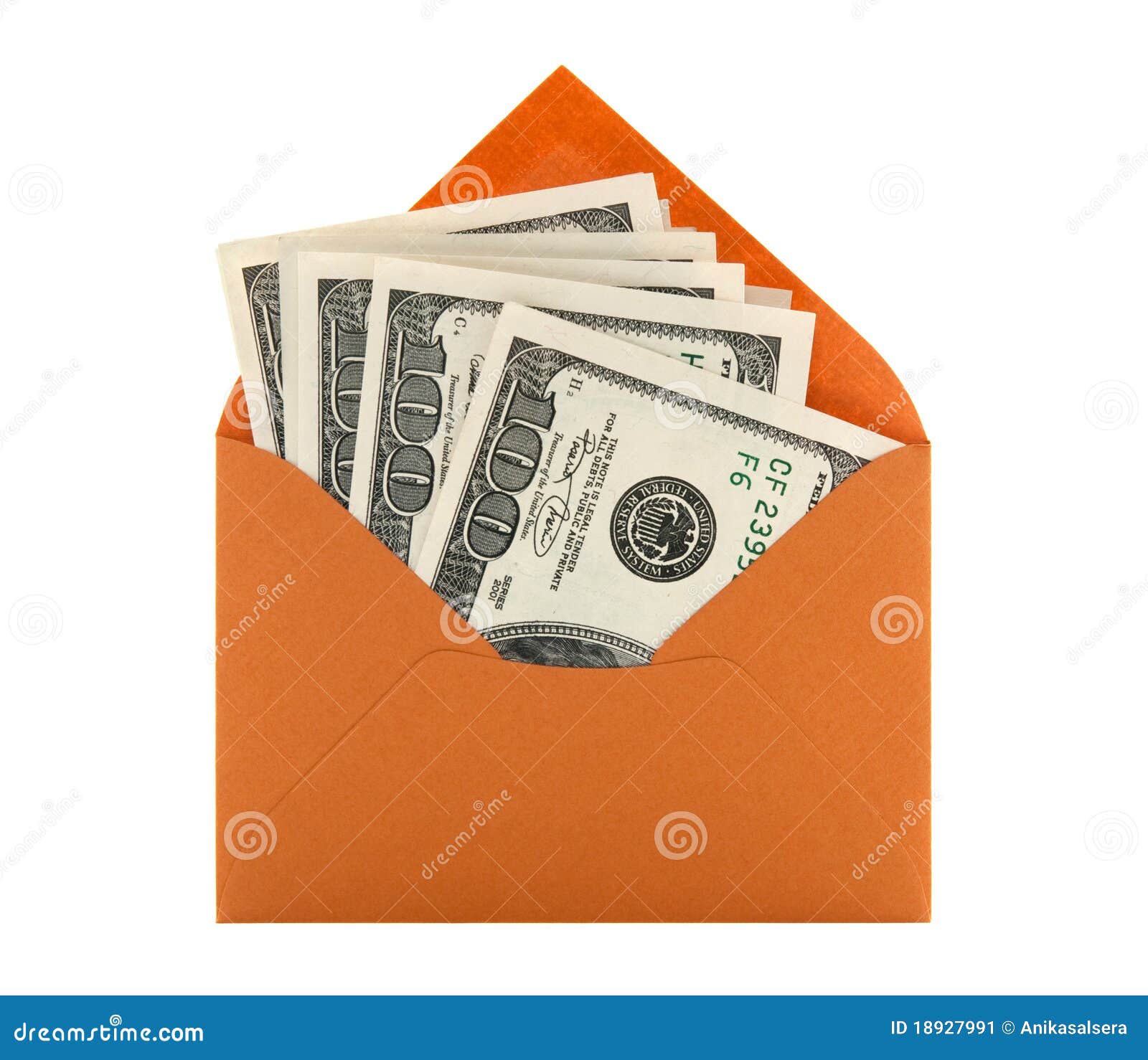 Geld in Einem Orange Umschlag Stockbild - Bild von hintergrund ...