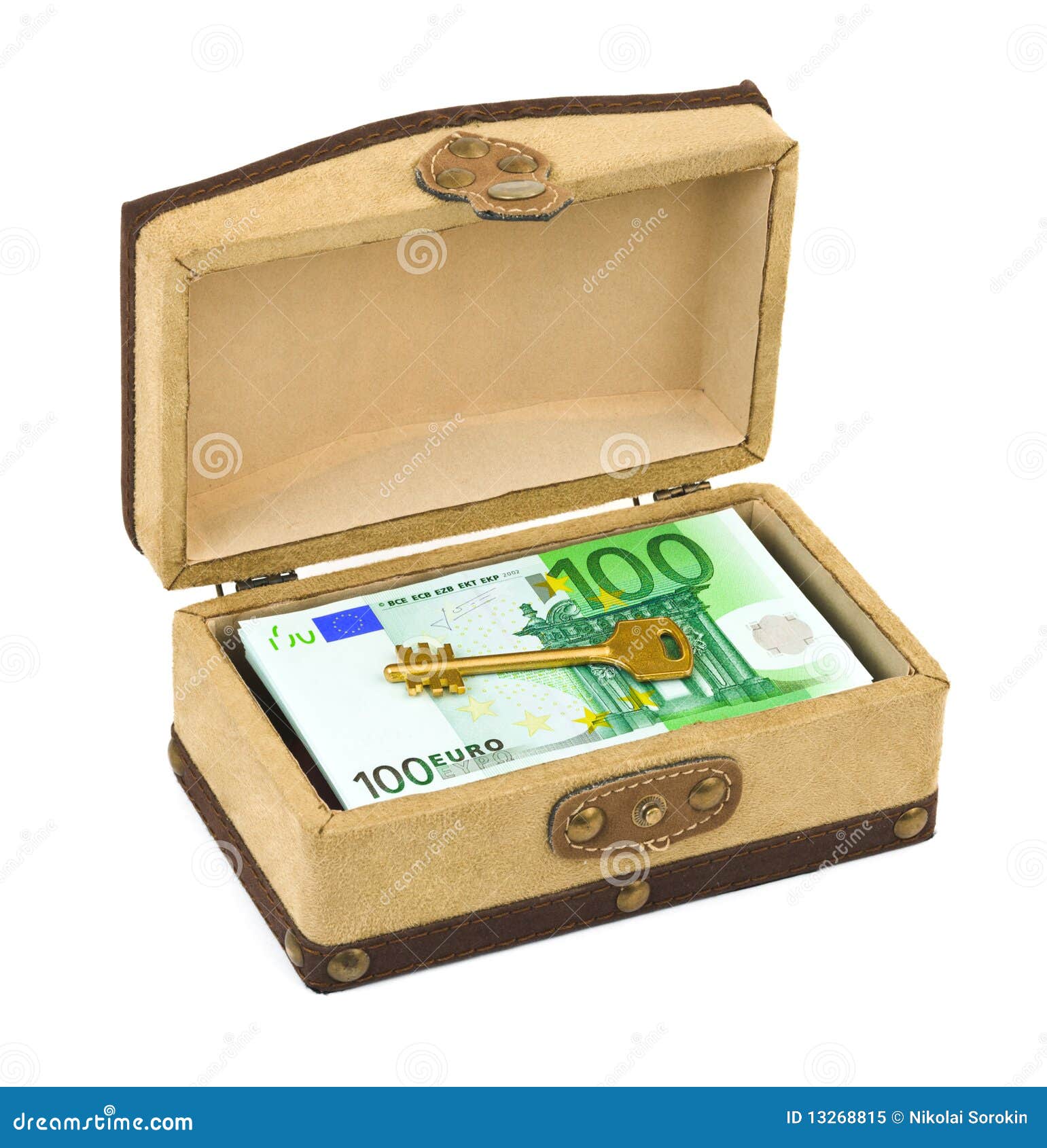 Geld en sleutel in doos stock afbeelding. Image of toegang - 13268815