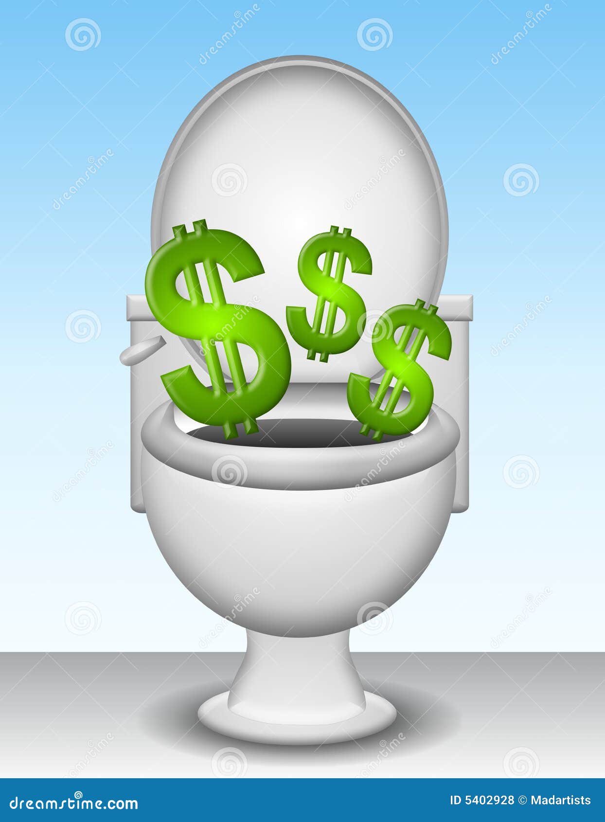 Geld hinunter die Toilette stock abbildung. Illustration von graphik ...