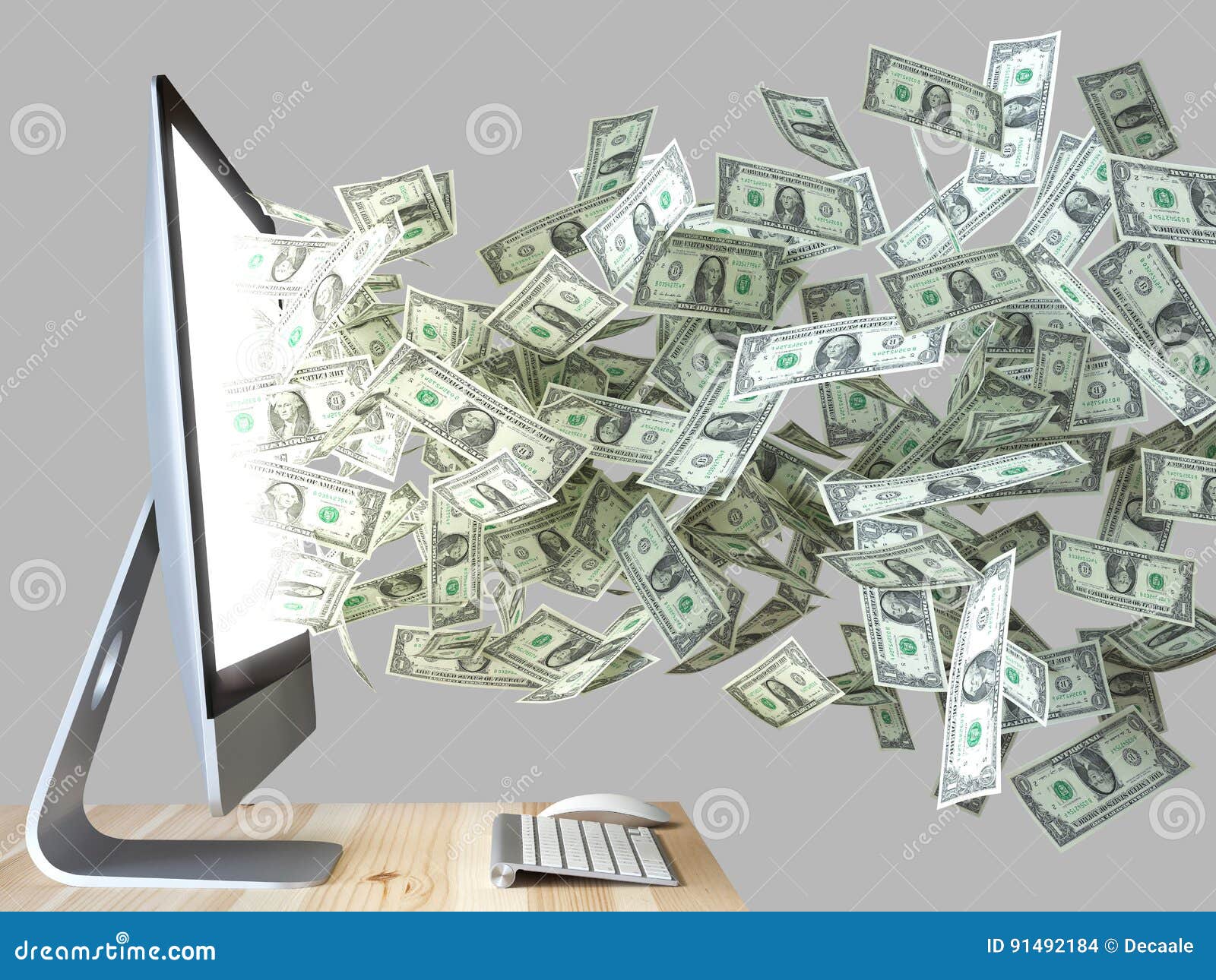 Geld Oder Dollar Kommen Aus PC-Monitor Heraus Stock Abbildung ...