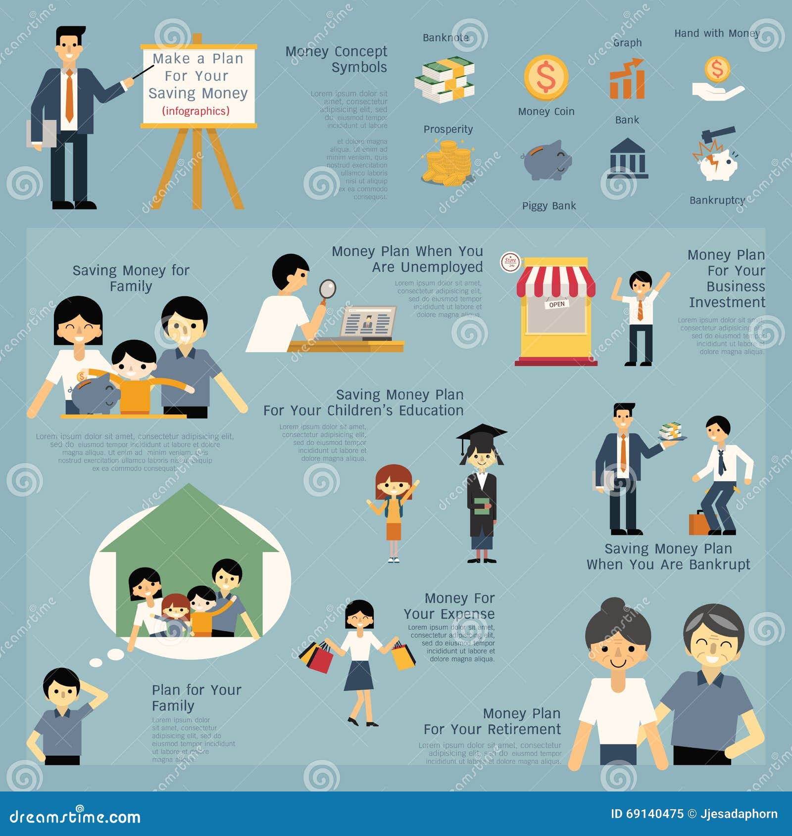 Geld-Plan vektor abbildung. Illustration von flach, investition - 69140475