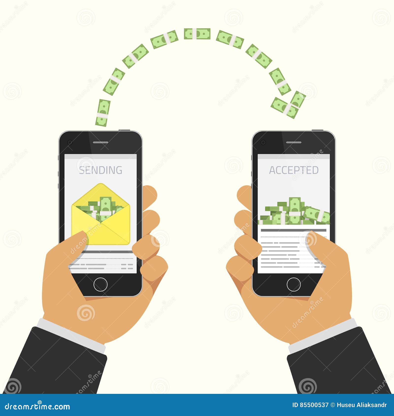 Geld senden und empfangend vektor abbildung. Illustration von abbildung ...
