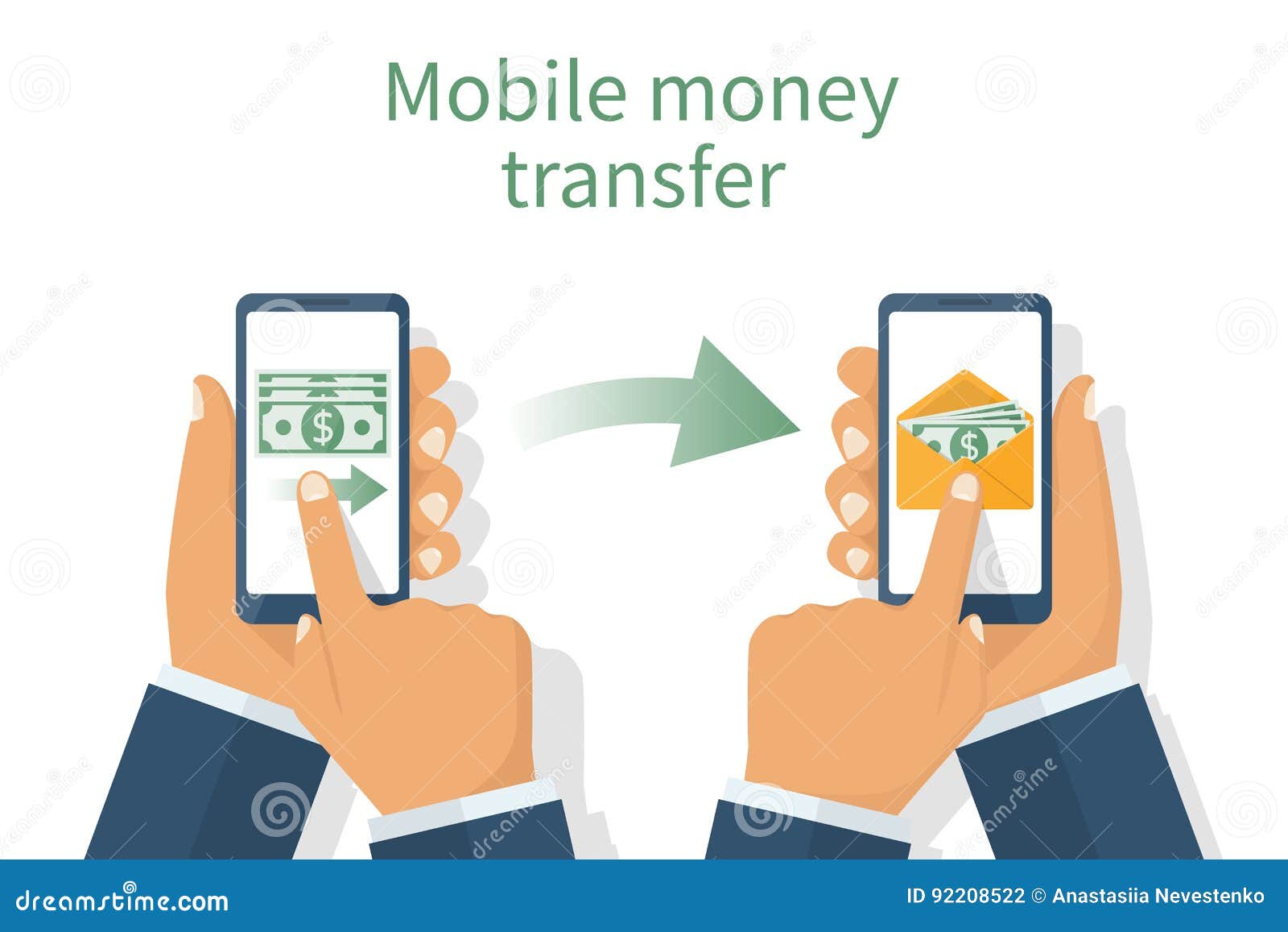 Geld senden und empfangend vektor abbildung. Illustration von handel ...