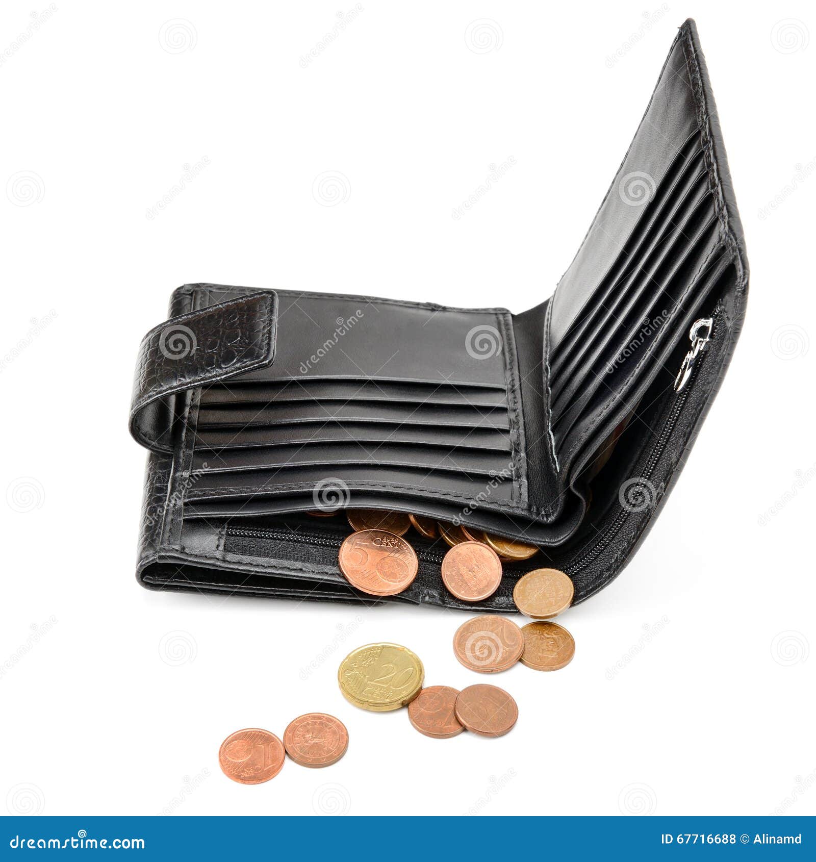 Geldbeutel und Eurocents stockfoto. Bild von hintergrund - 67716688