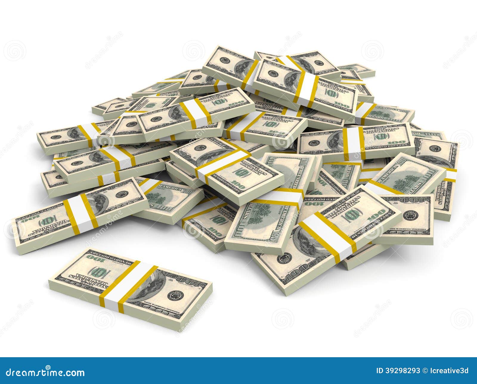 Geldhaufen Hundert Dollar stock abbildung. Illustration von ...