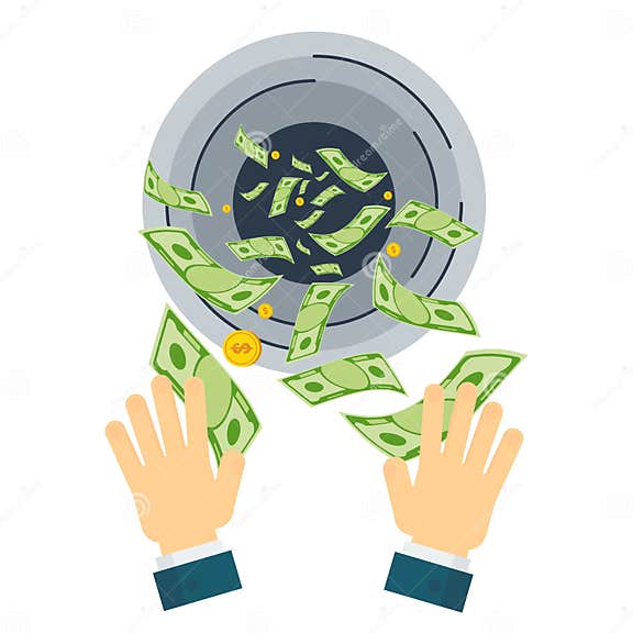 Geldverschwendung Hand vektor abbildung. Illustration von hintergrund ...