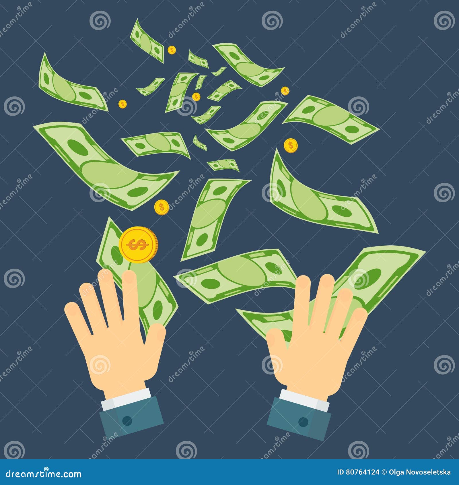Geldverschwendung Hand vektor abbildung. Illustration von dunkel - 80764124