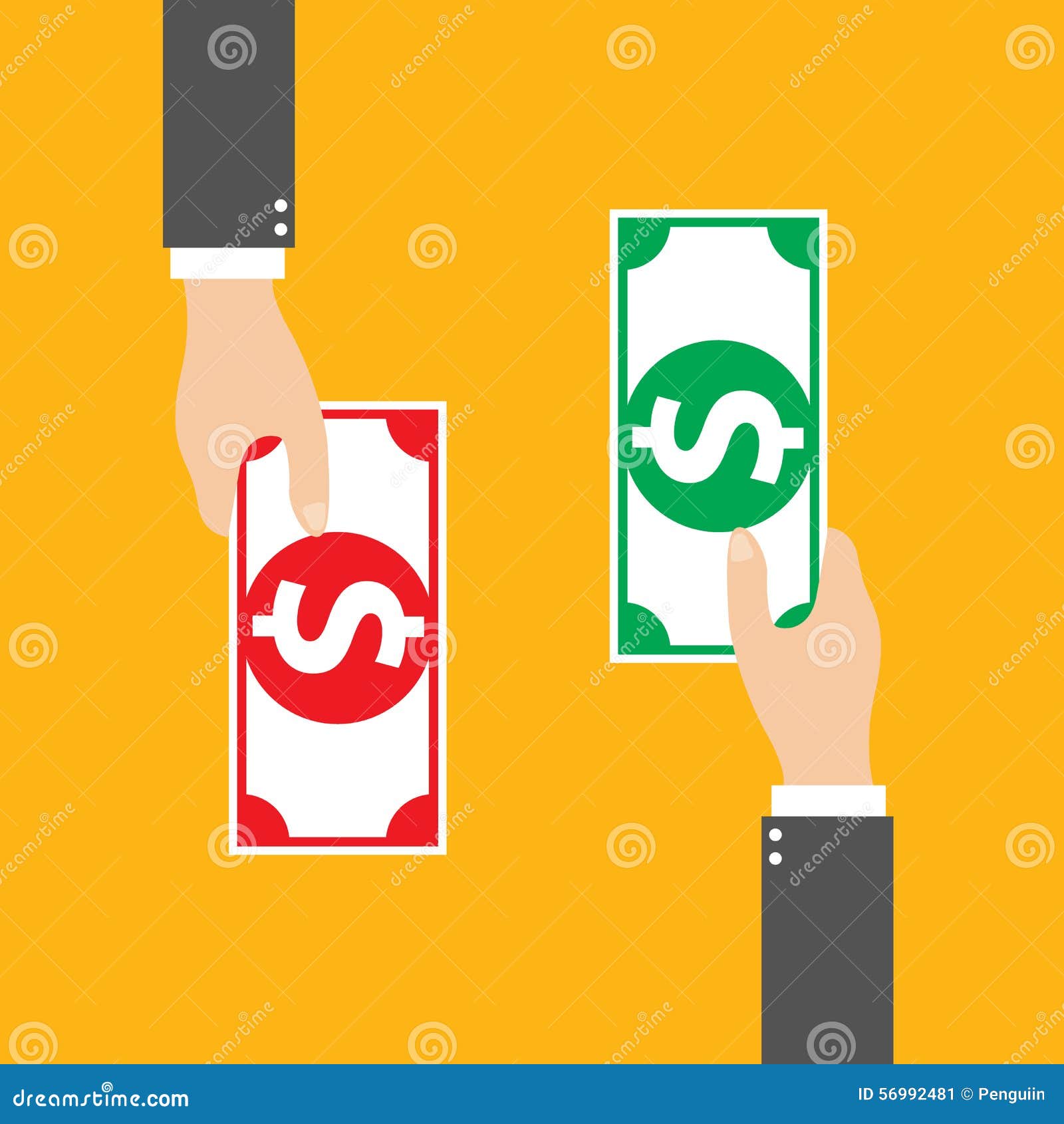 Geldwechsel, Vektor vektor abbildung. Illustration von banknote - 56992481