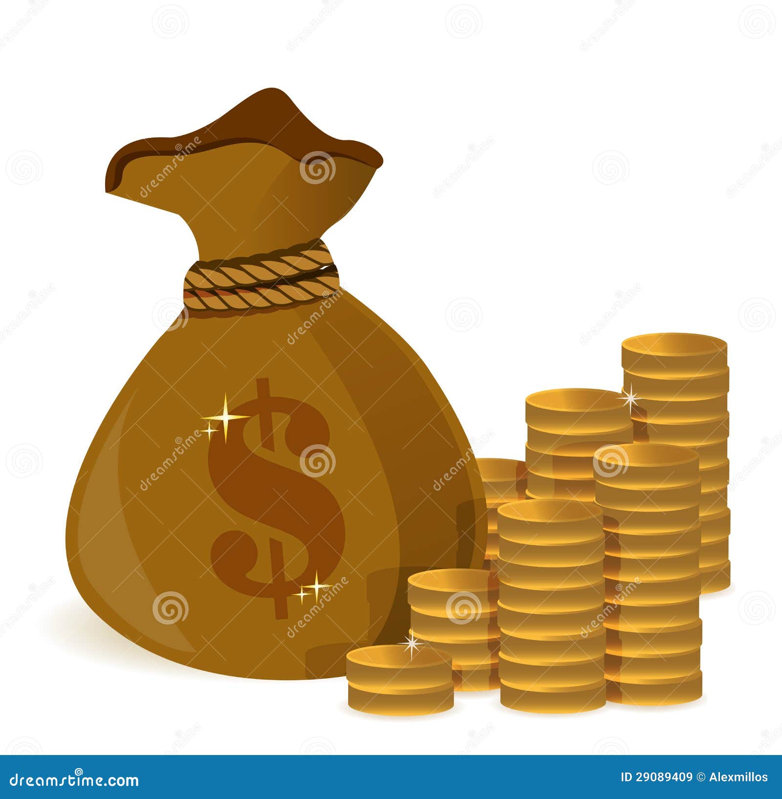 Geldzakken En Gouden Muntstukken Stock Illustratie - Illustration of ...