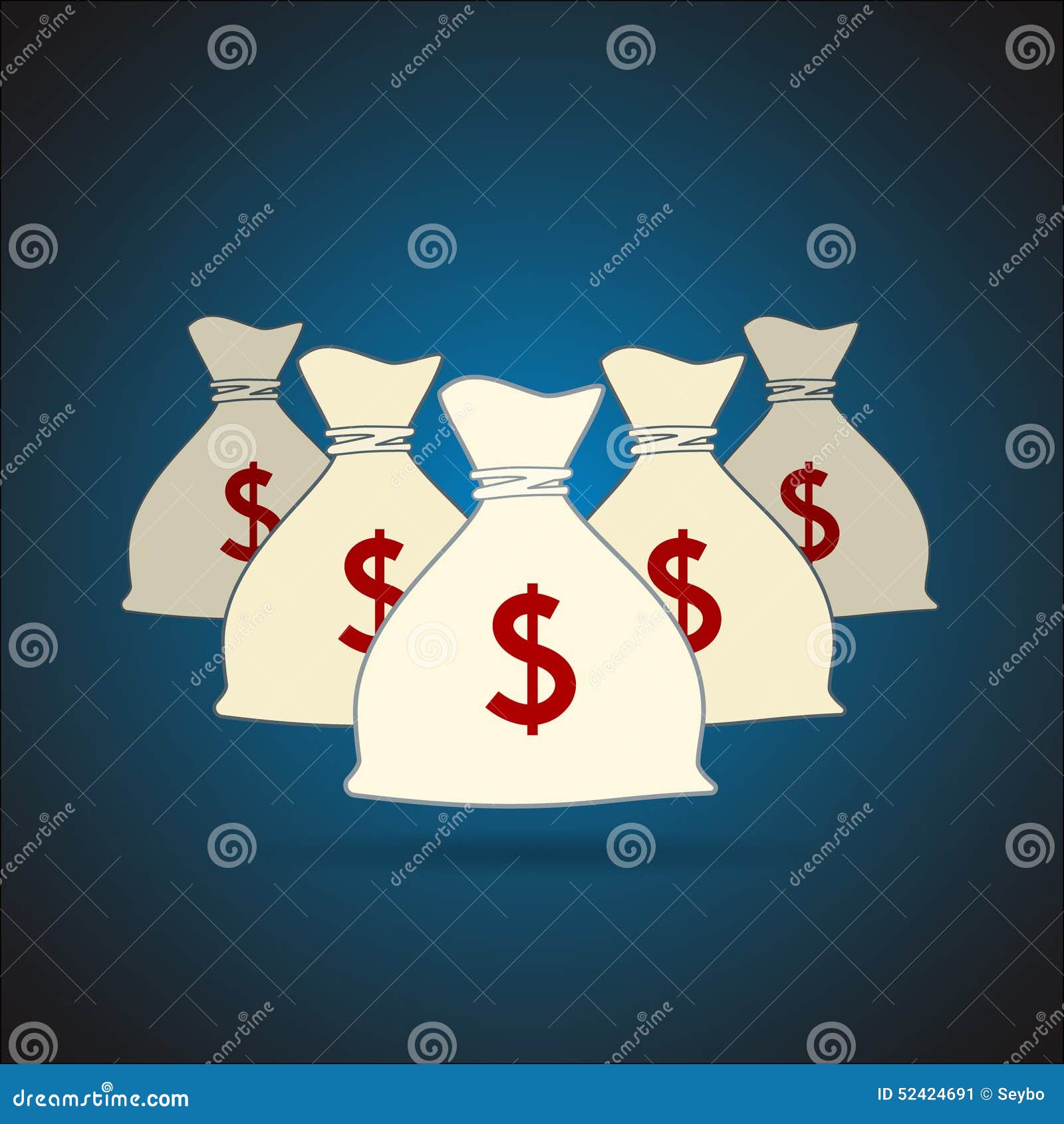 Geldzakken Met De Achtergrond Van Het Dollarteken Vector Vector ...