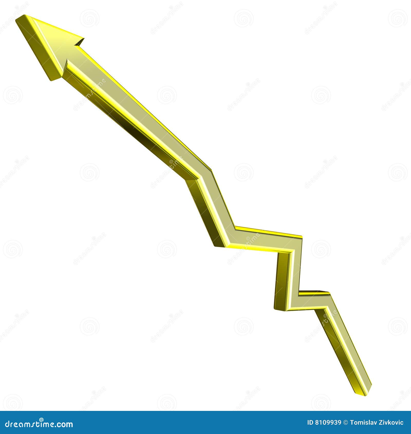 Gele 3D pijl stock illustratie. Illustration of onderaan - 8109939