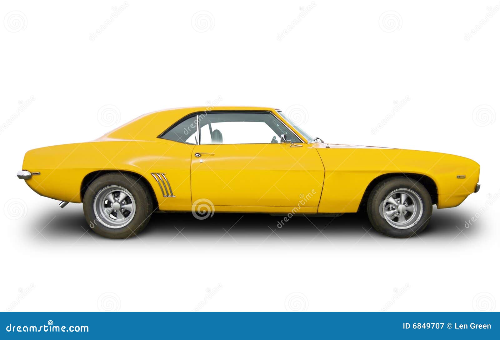 Gele auto stock afbeelding. Image of hersteld, hotroop - 6849707