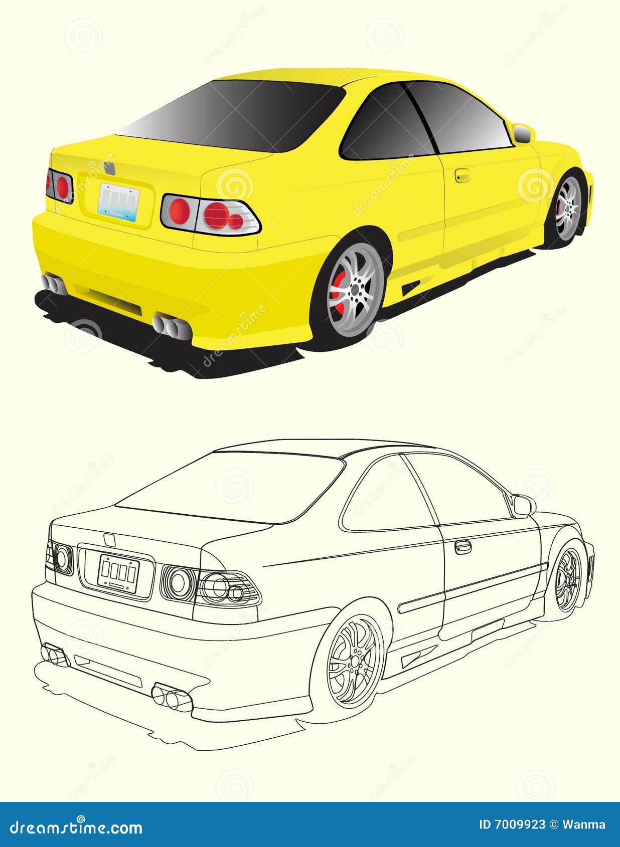 Gele auto vector illustratie. Illustration of straat, persoonlijk - 7009923