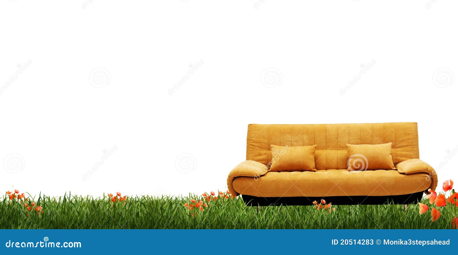 Gele bank en groen gras stock afbeelding. Image of ontspanning - 20514283