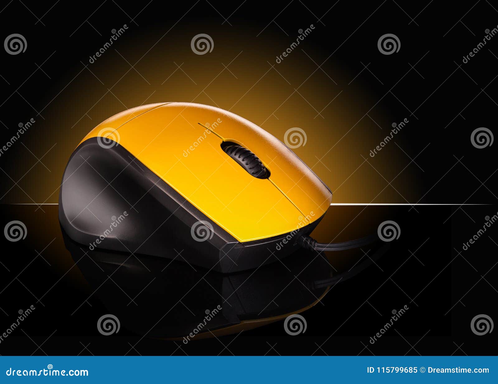 Gele Computermuis Op Een Zwarte Achtergrond Stock Afbeelding - Image of ...