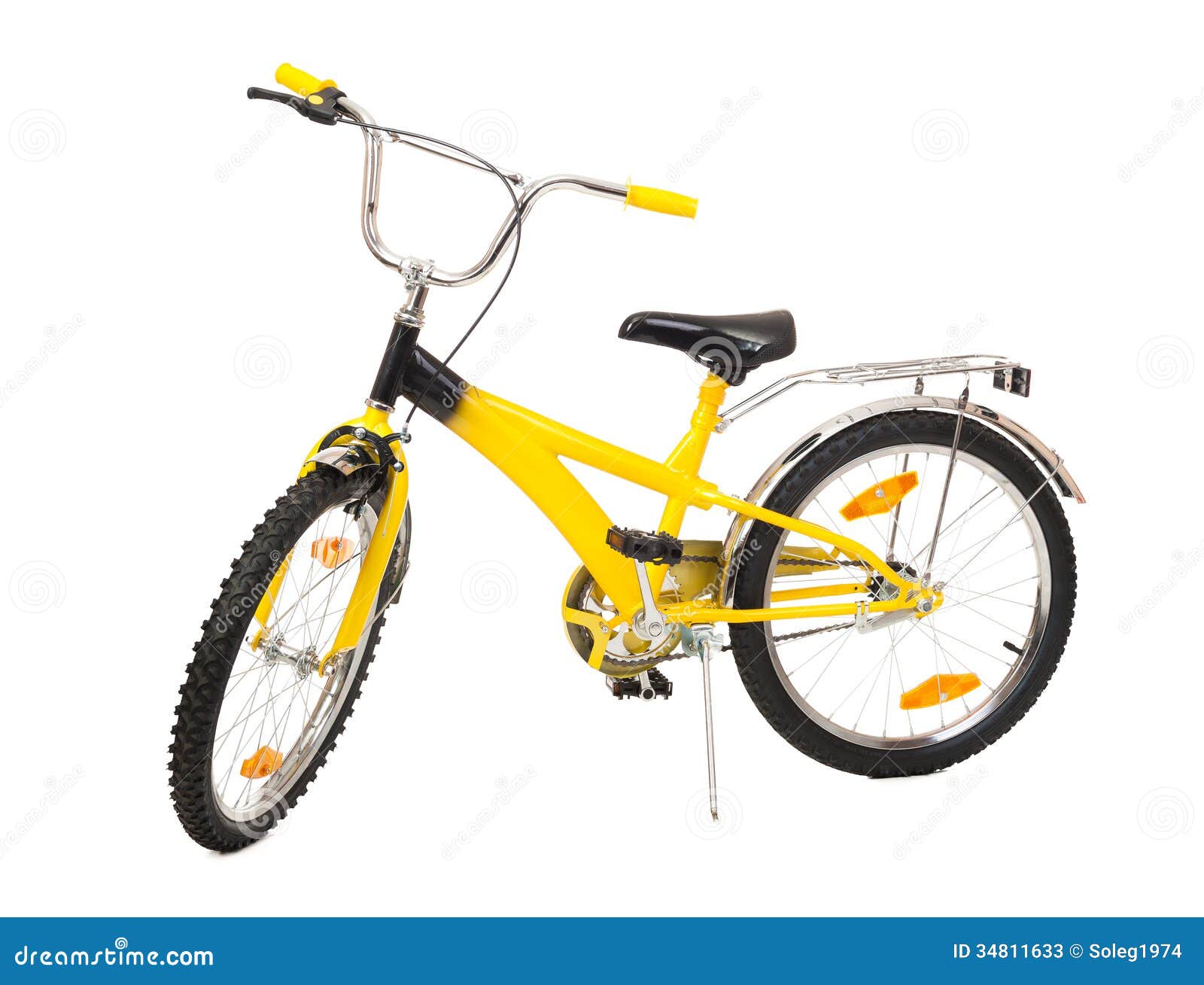 Gele Die Fiets Op Wit Wordt Geïsoleerd Stock Afbeelding - Image of ...