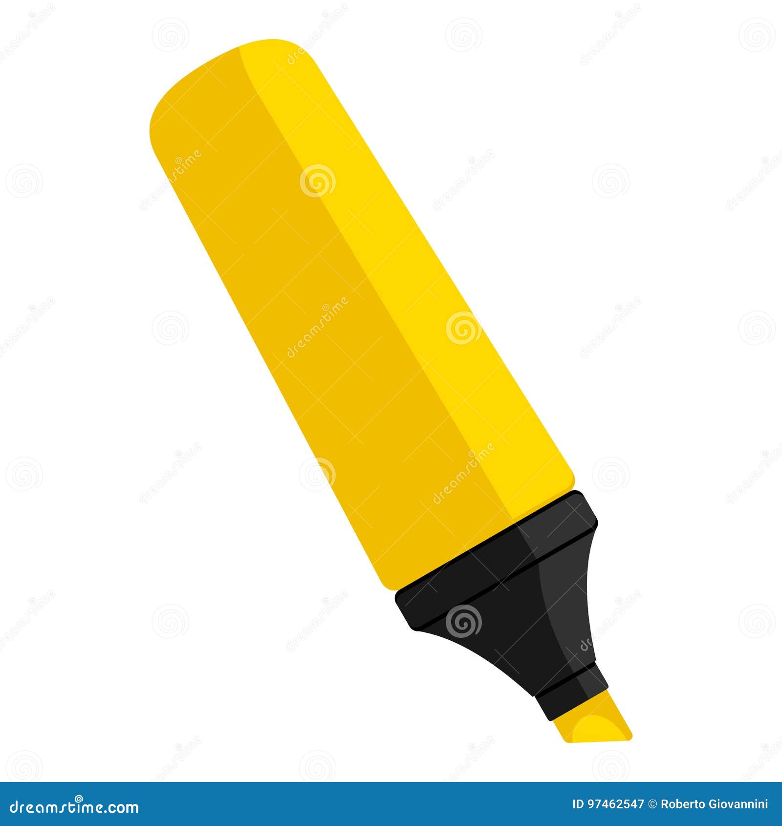 Gele Highlighter Pen Flat Icon Op Wit Vector Illustratie - Illustration ...