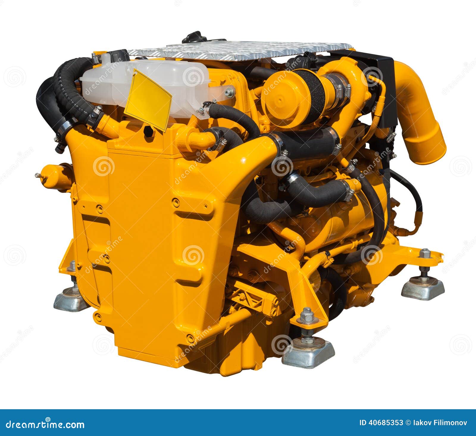 Gele motor over wit stock afbeelding. Image of staal - 40685353