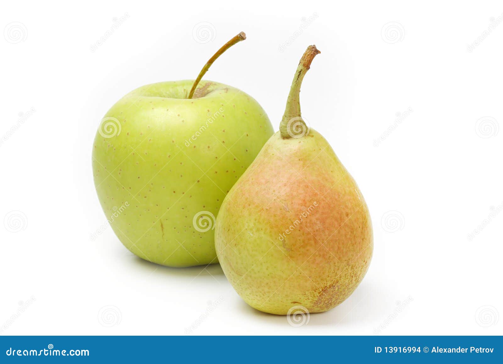 Gele peer en groene appel stock foto. Image of peer, geïsoleerd - 13916994