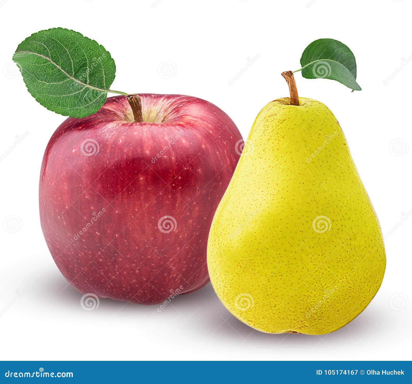 Gele Peer En Rode Appel Met Blad Stock Afbeelding - Image of voeding ...