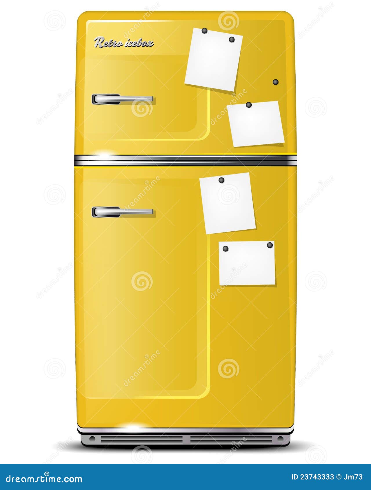 Gele Retro Ijskast Met Document Stickies Vector Illustratie ...