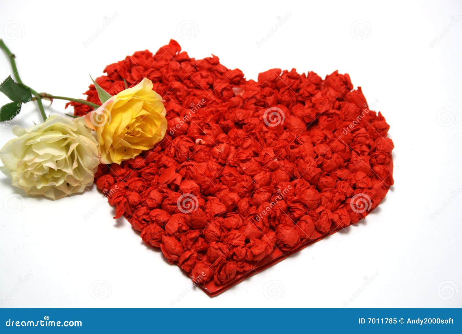 Gele Rozen Tegen Rood Hart Op Achtergrond Stock Afbeelding - Image of ...