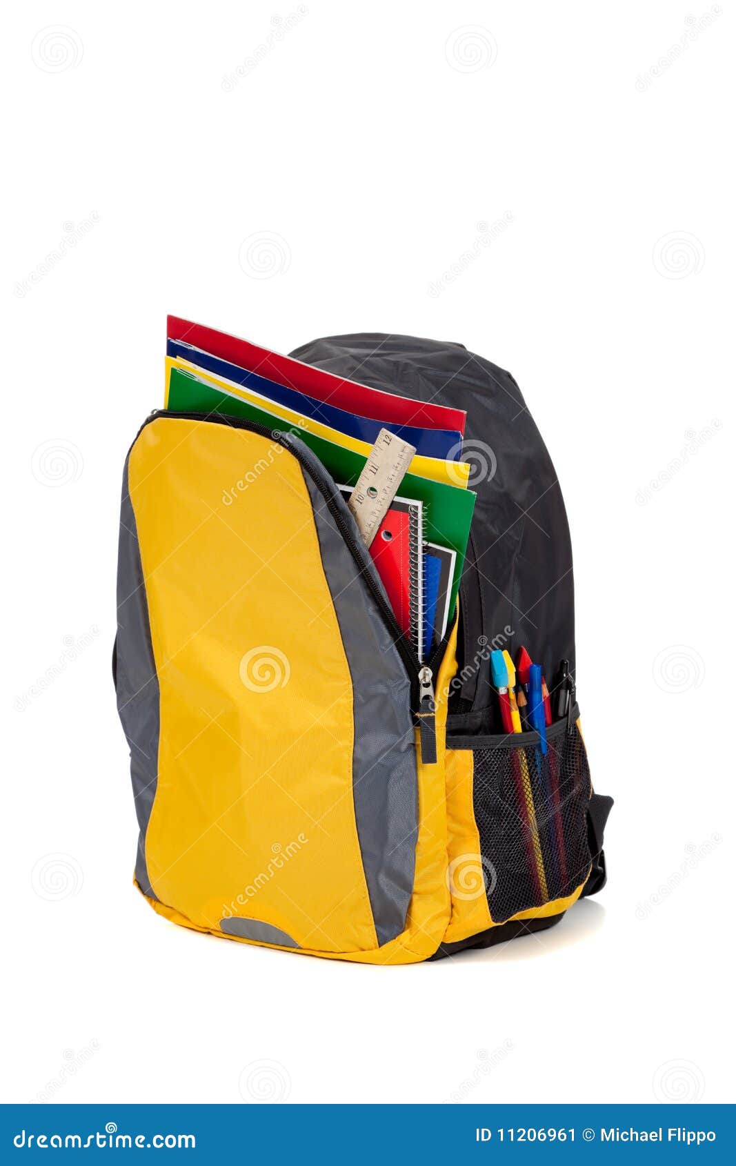 Gele Rugzak Met Schoollevering Stock Afbeelding - Image of lunch ...