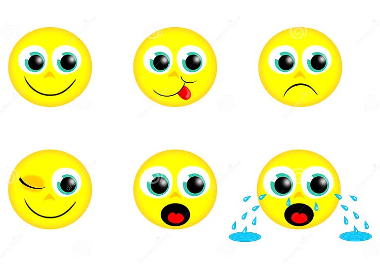 Gele Smileys vector illustratie. Illustration of tong - 4884544