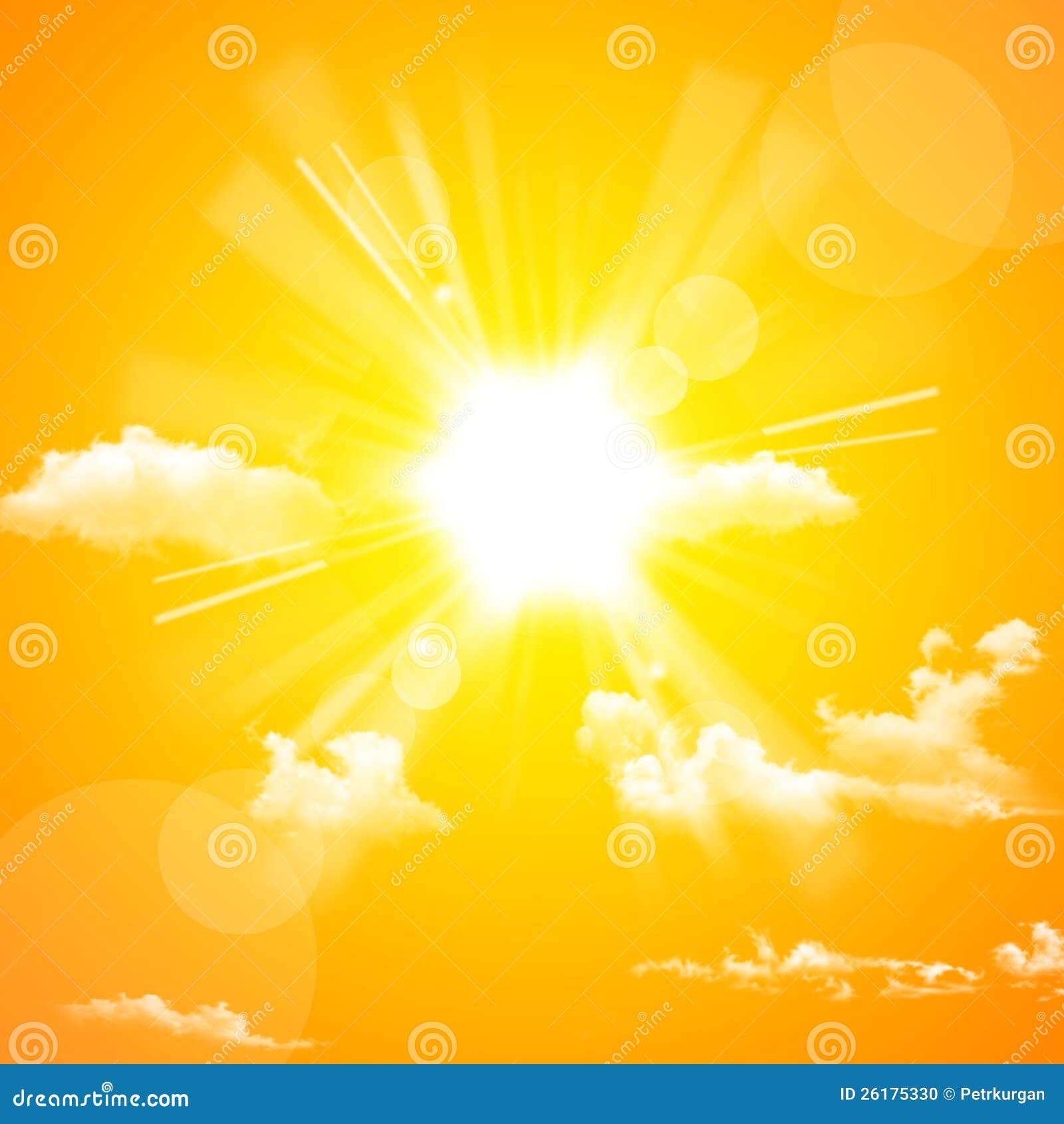 Gele zon en wolk stock illustratie. Illustration of opvlammen - 26175330