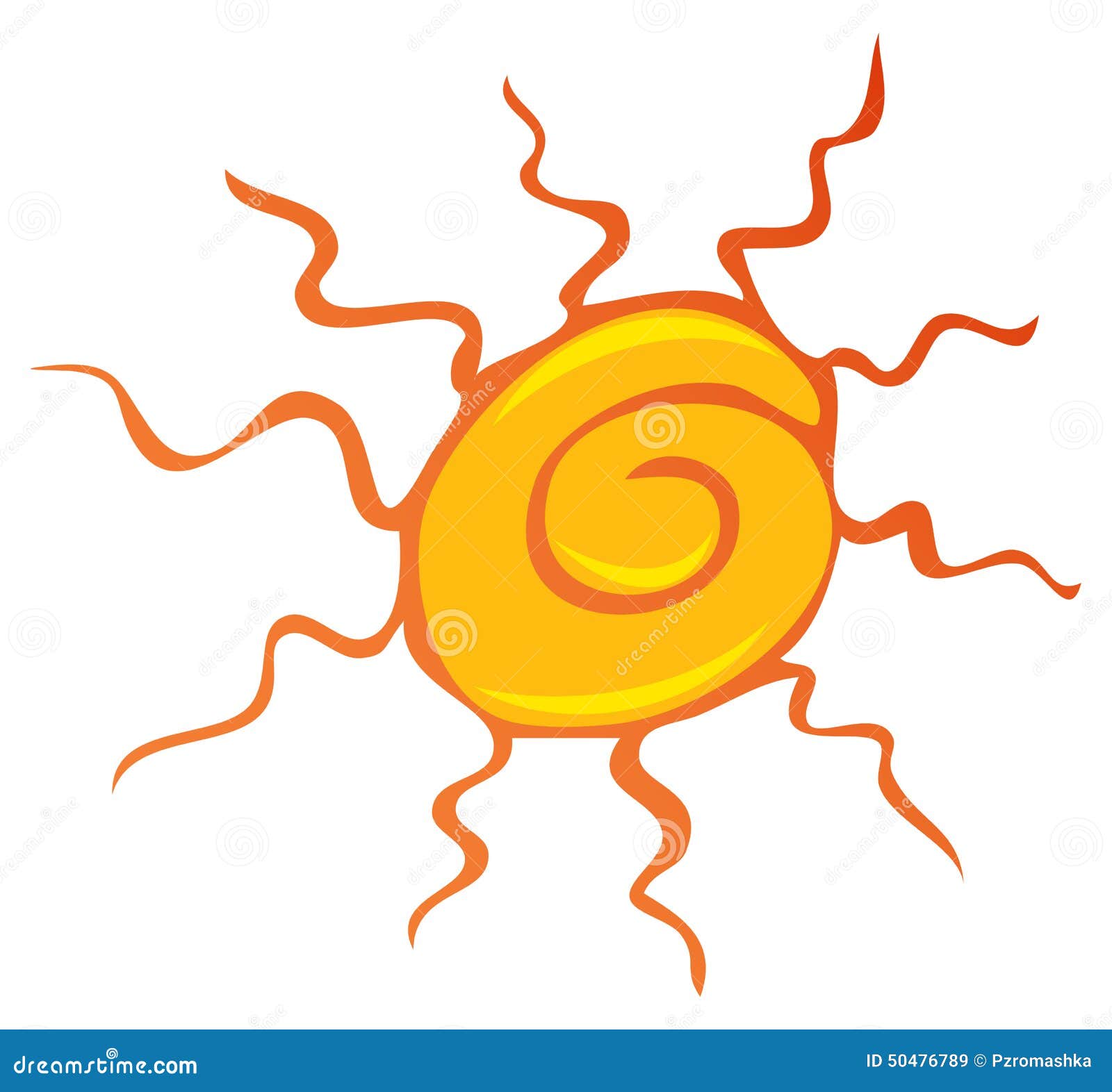 Gele Zon Met Rode Stralen Vector Vector Illustratie - Illustration of ...