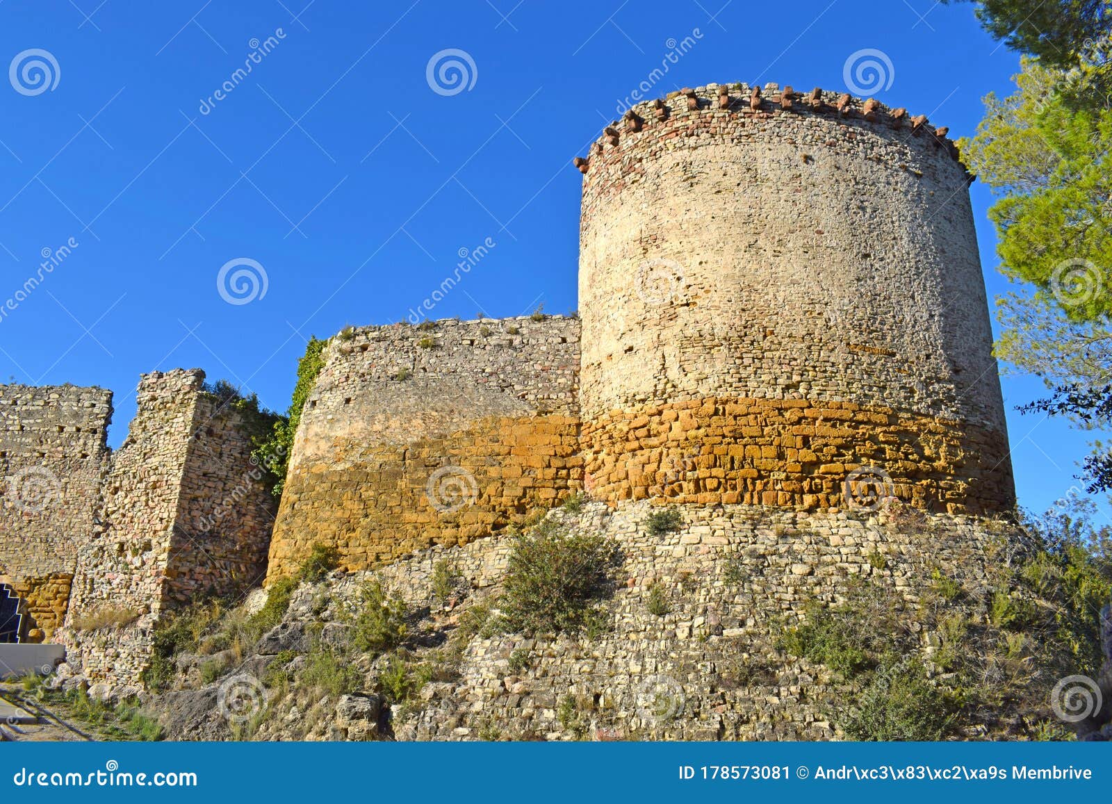 Gelida Castle in the Province of Barcelona Stock Image - Image of tower ...
