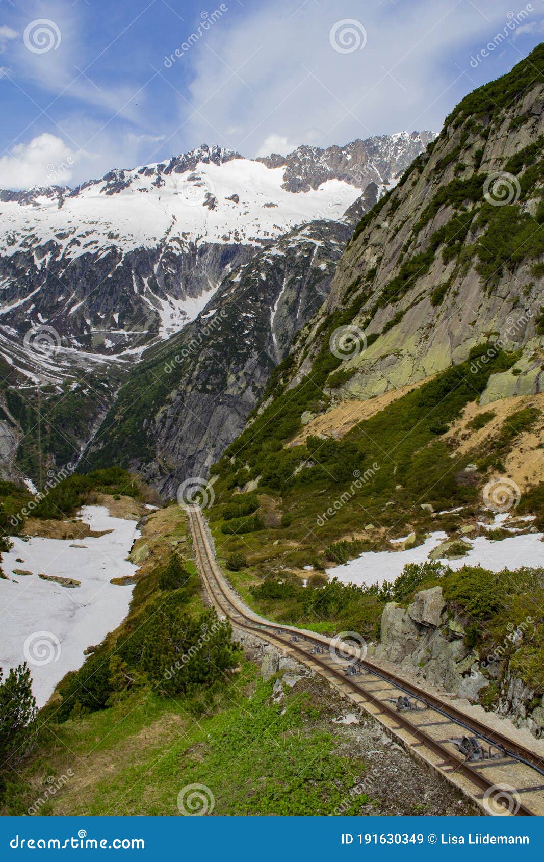 Gelmerbahn Funicular Rail Track In Handegg, Switzerland Royalty-Free ...