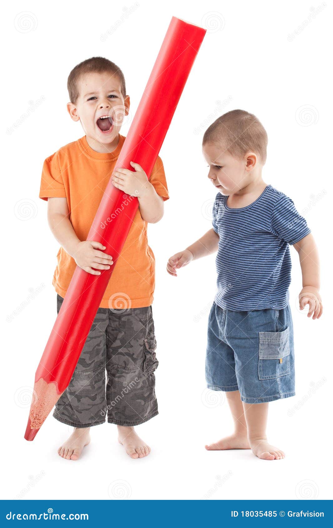 Gelukkig Jongenswhit Groot Potlood Stock Afbeelding - Image of ...