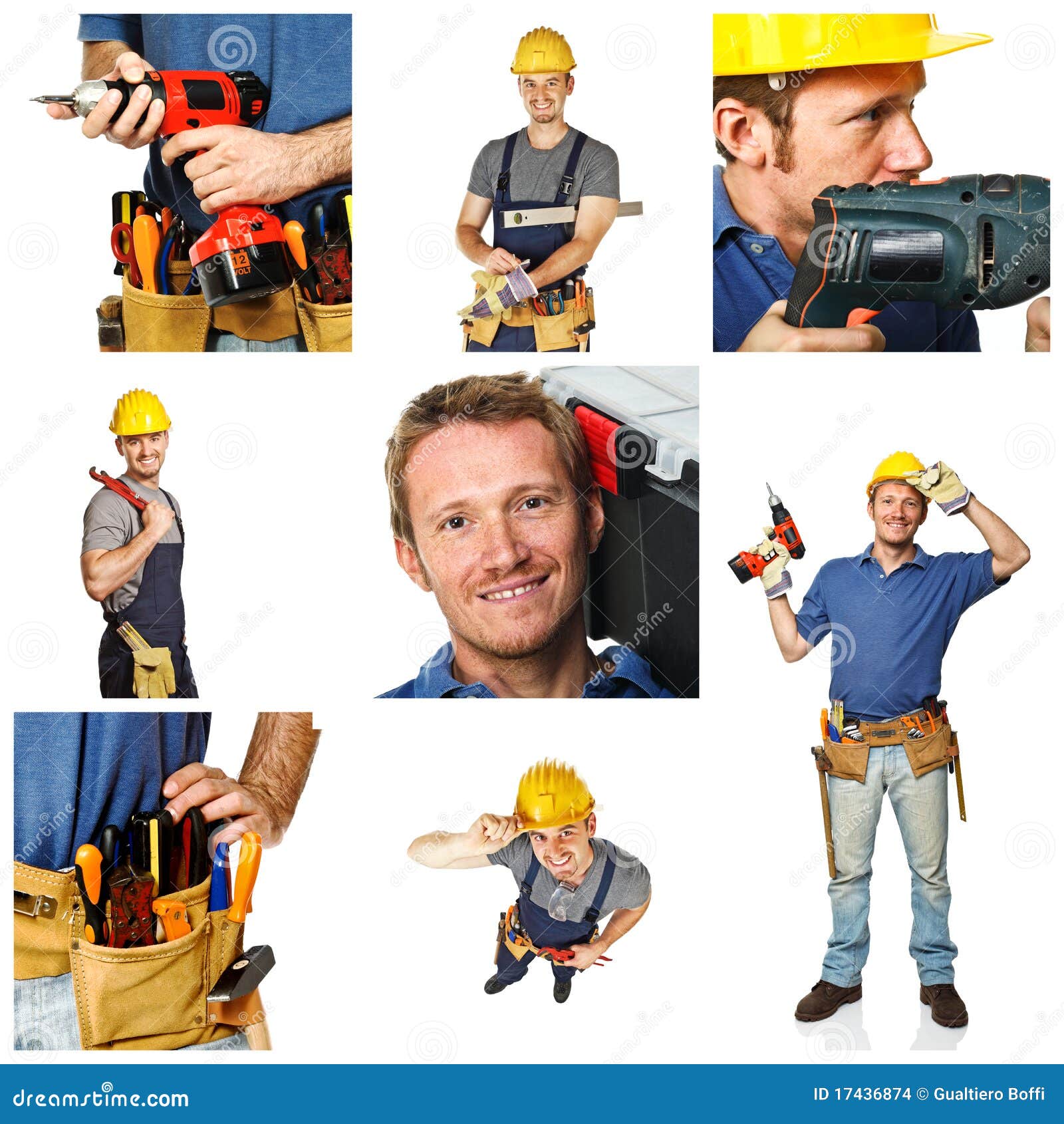 Gelukkige Arbeider Op Witte Achtergrond Stock Foto - Image of beroep ...