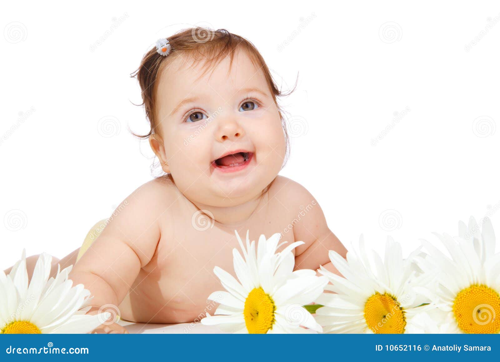 Gelukkige baby stock foto. Image of bloemen, geïsoleerd - 10652116