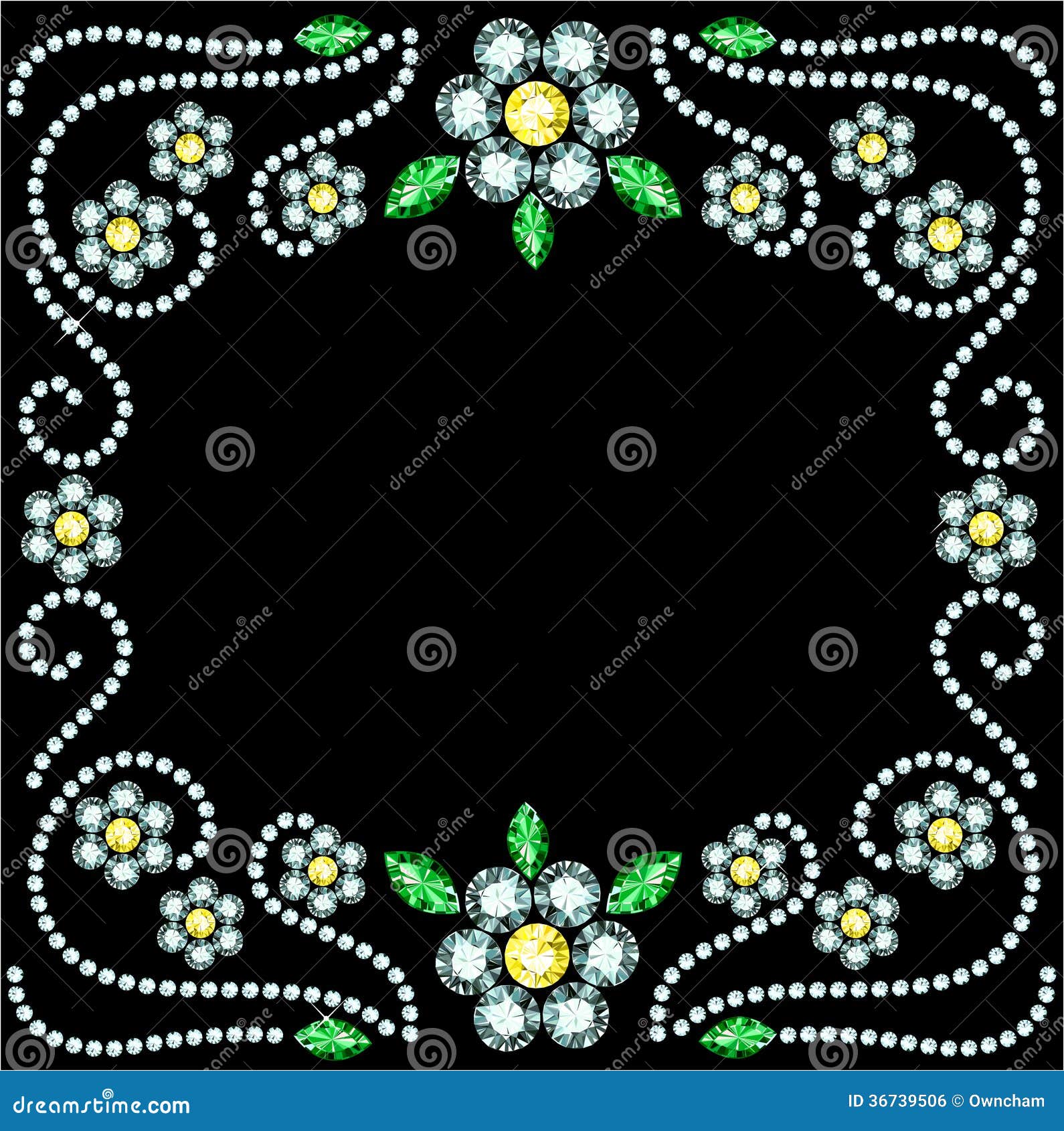 Gem Flowers Frame stock vector. Illustration of jewelry - 36739506