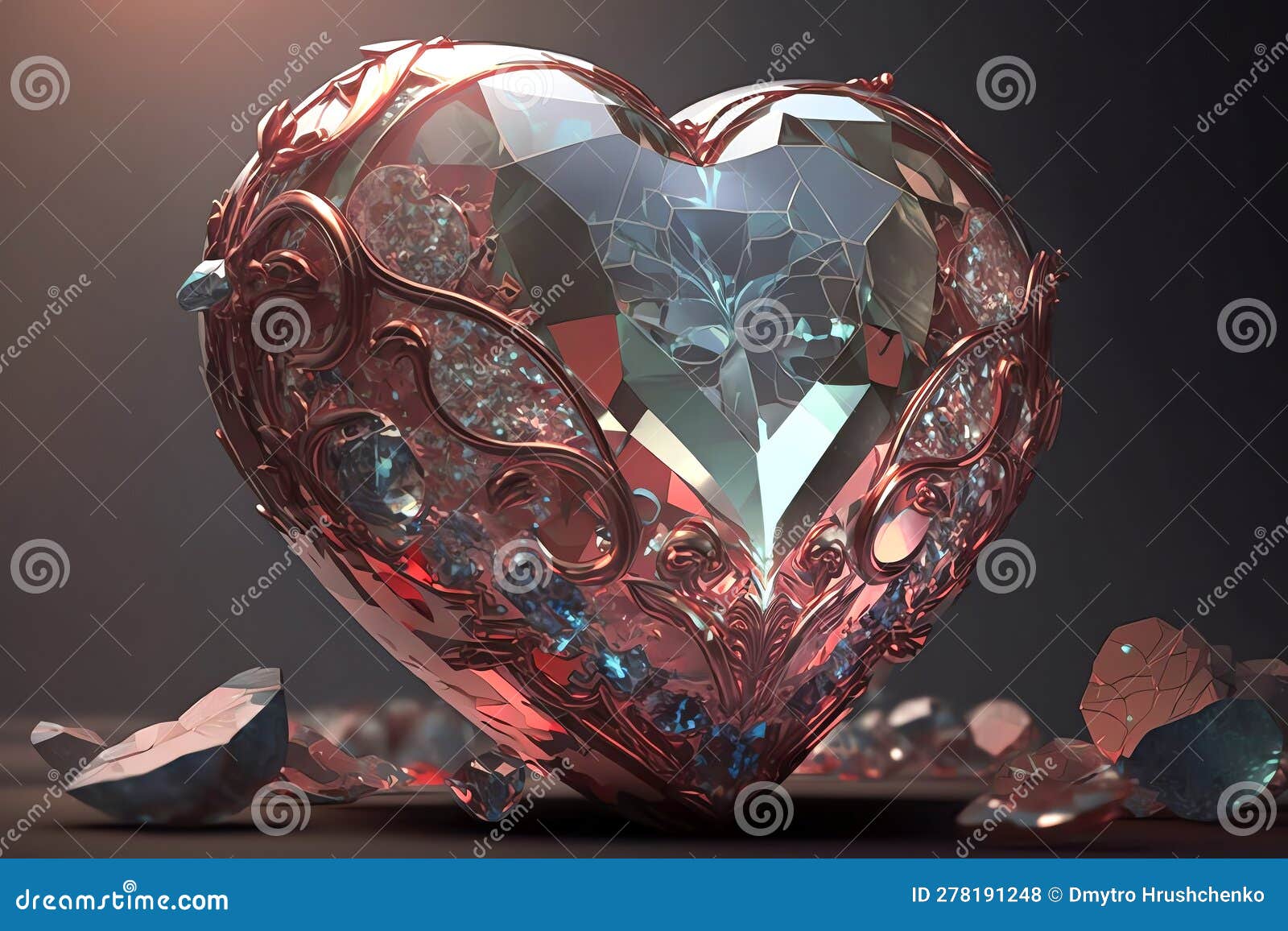 Gem Heart Shaped. Heart Shape Made by Gemstone. Multicolored Gem in ...